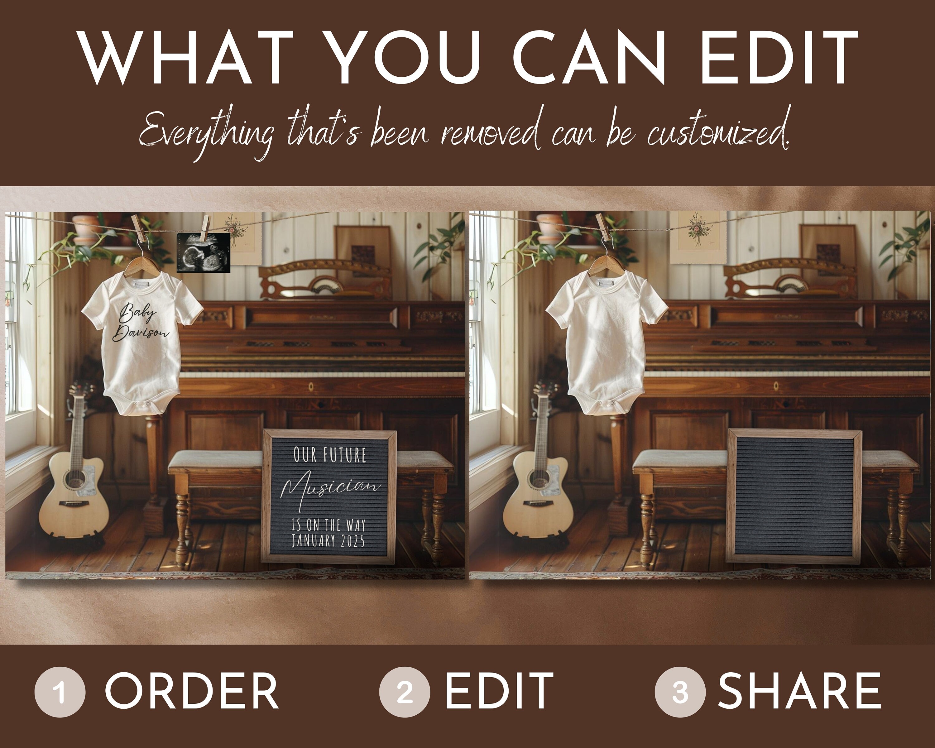 Musician Pregnancy Announcement Digital, Gender Neutral Music Baby ...