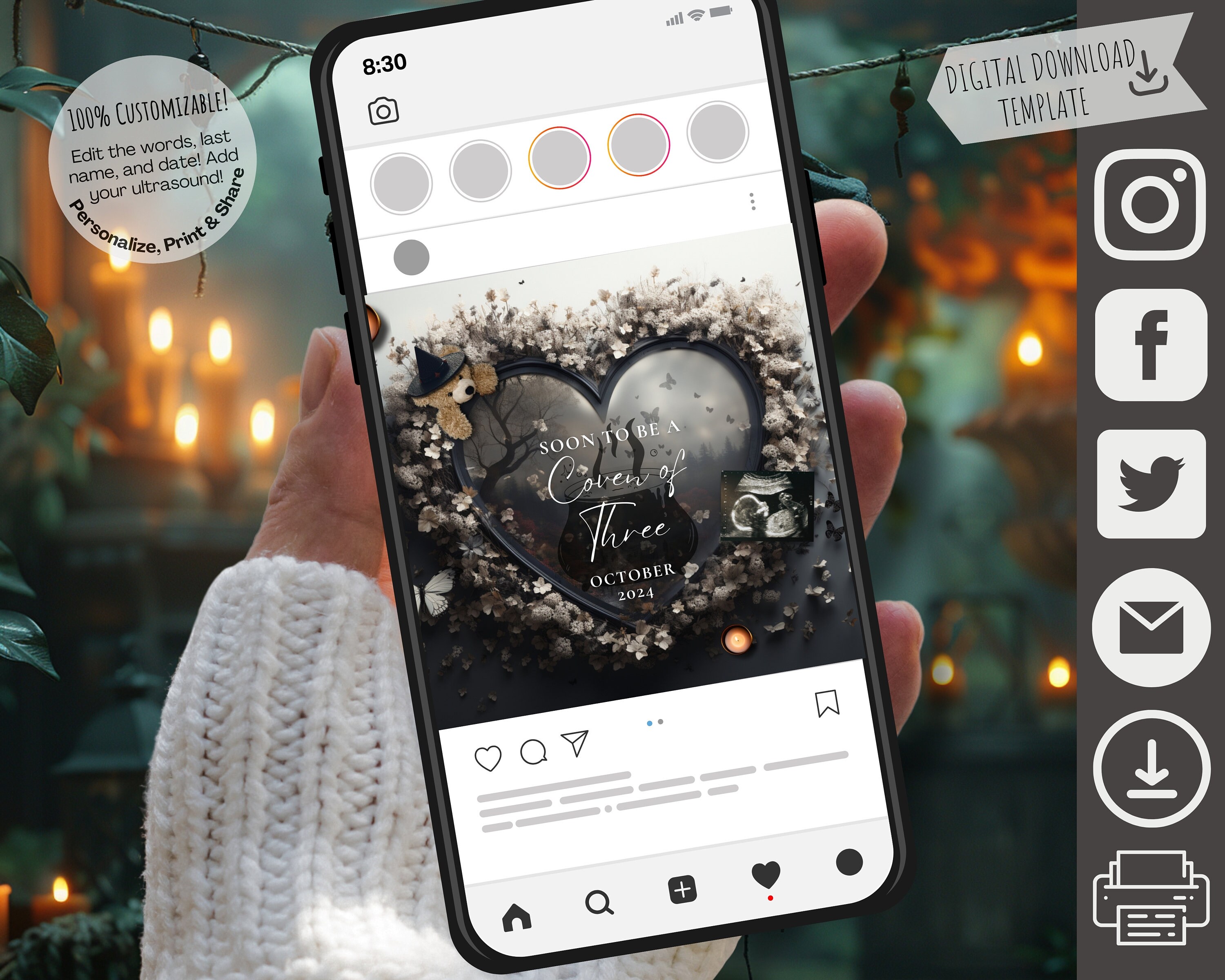 Gothic Pregnancy Announcement, Coven of Three Baby Announcement ...