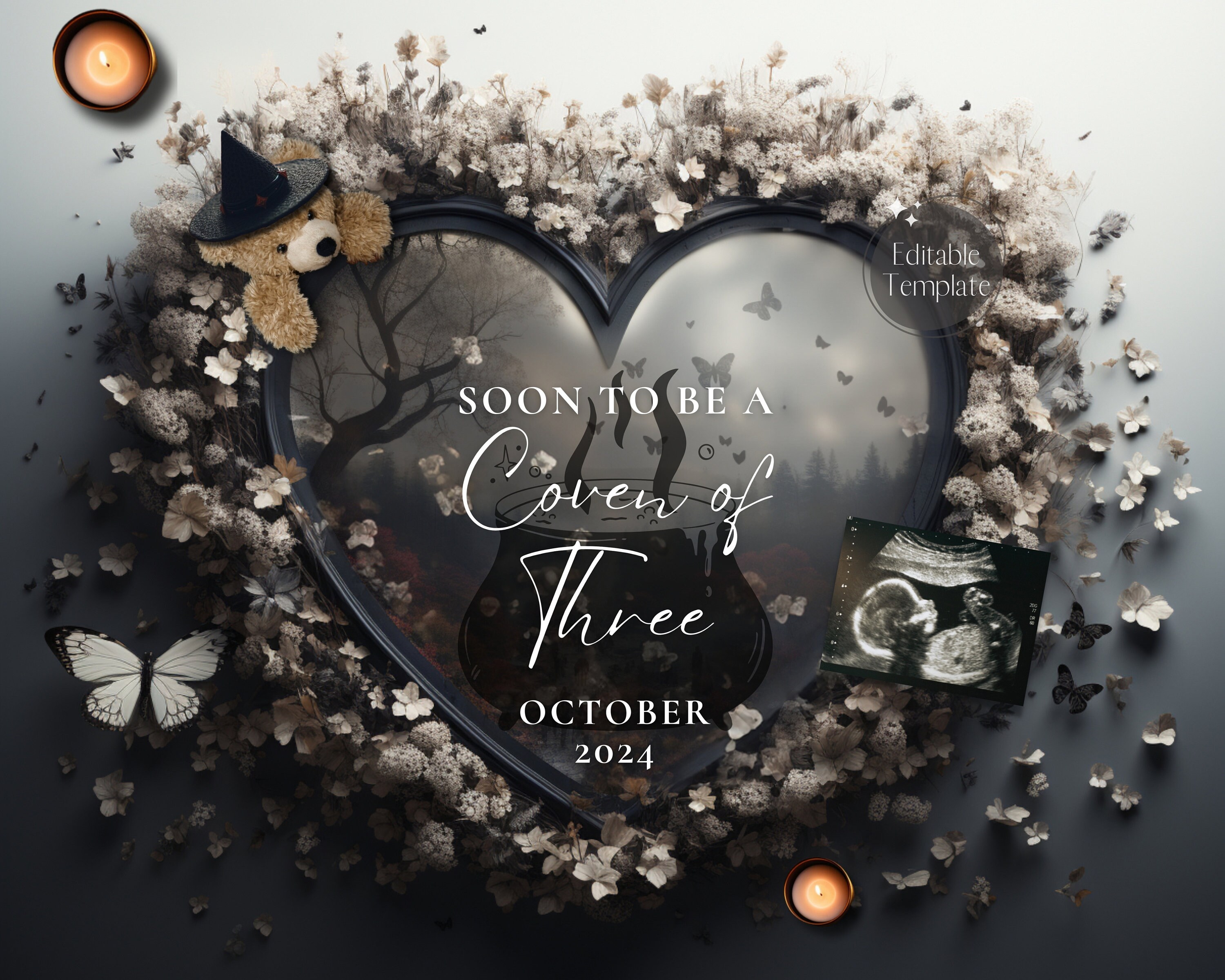 Gothic Pregnancy Announcement, Coven of Three Baby Announcement ...