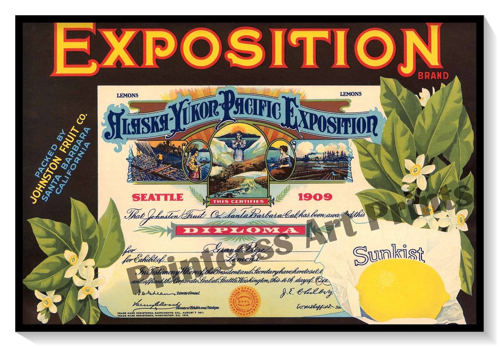 Vintage Lemon Crate Labels Set of 6 Art Prints Lemons Citrus Fruit - Etsy