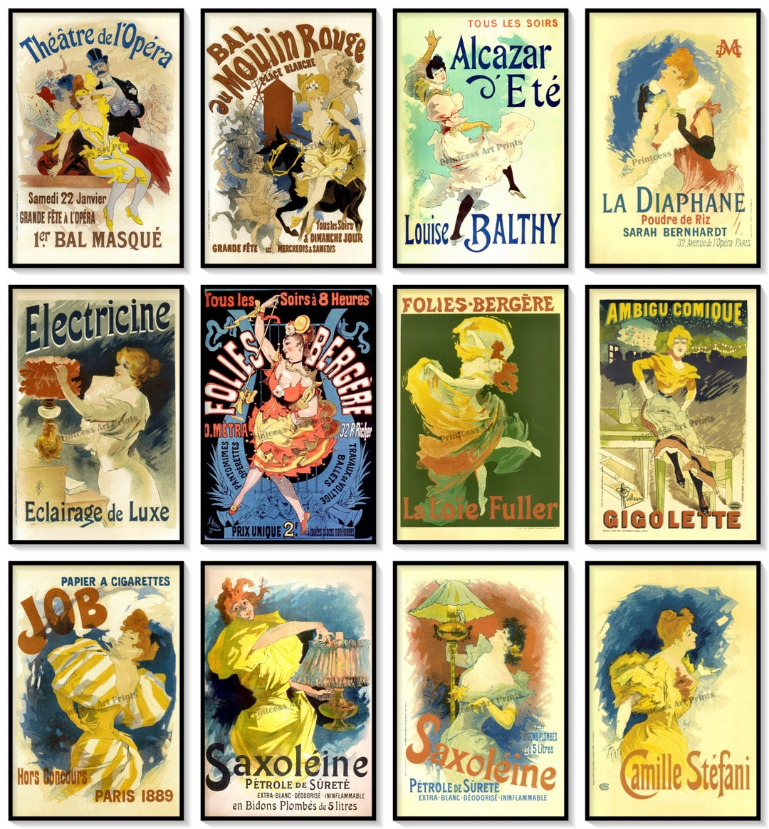 Set of 12 Prints Divas Dancers Burlesque Moulin Rouge Ball Girls ...