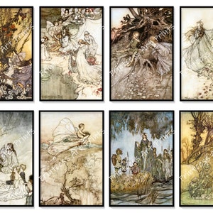 Arthur Rackham Midsummer's Night Illustrations Set of 8 Art Prints ...