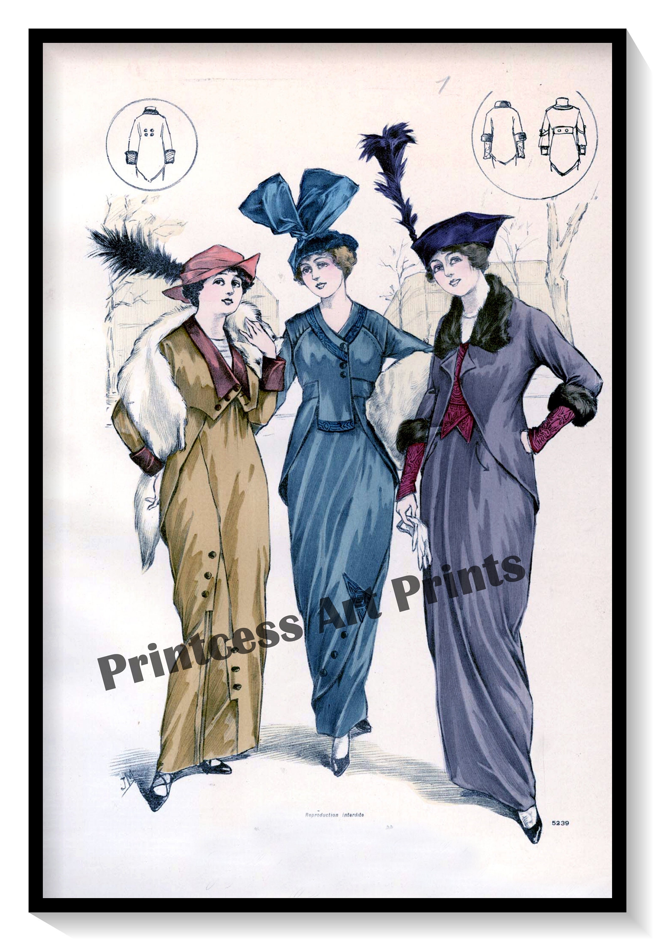 Edwardian Fashion Illustrations Set of 6 Art Prints - Etsy