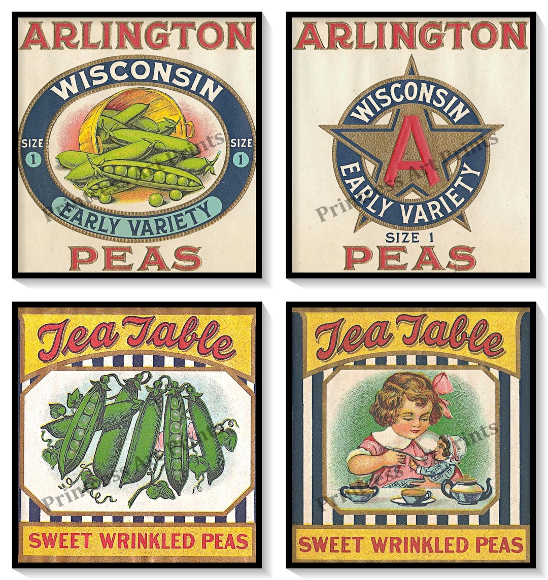 Pea Can Crate Labels, Arlington, Tea Table, Set of 4 Prints - Etsy
