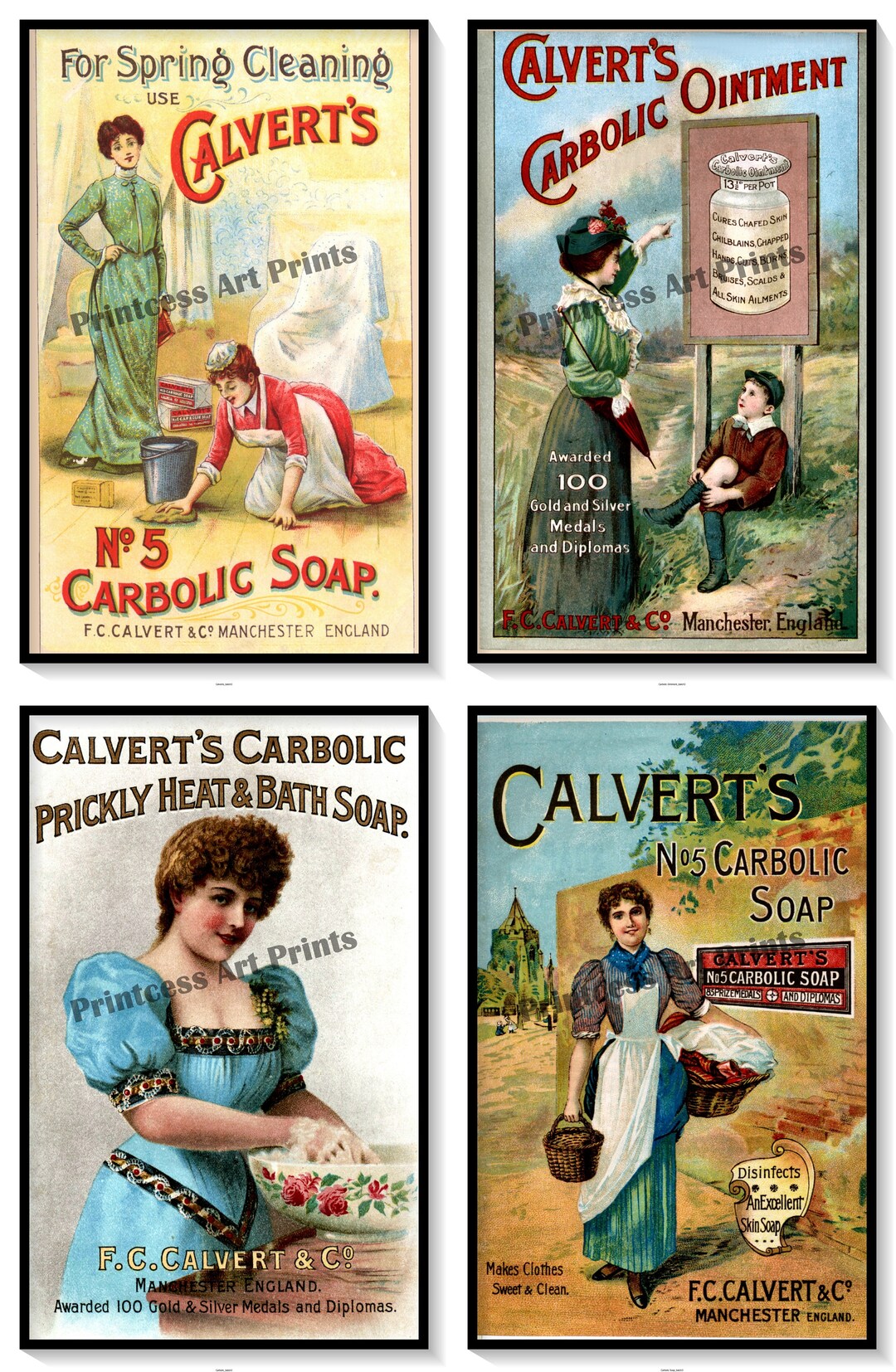 Calvert's Soap Ad Vintage Advertising Set of 4 Art Prints - Etsy
