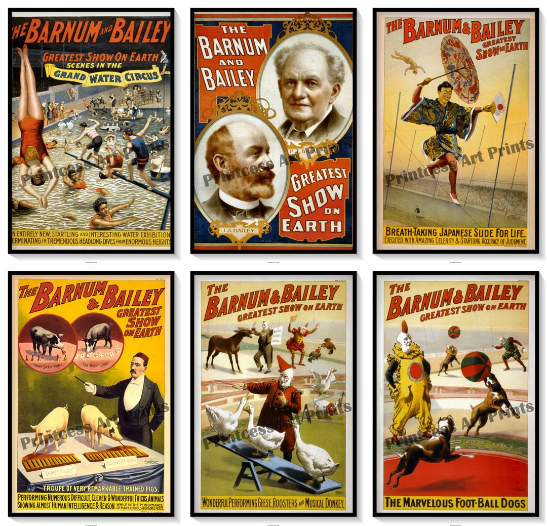 Barnum Bailey Famous Show Vintage Circus Posters Set of 6 Prints - Etsy