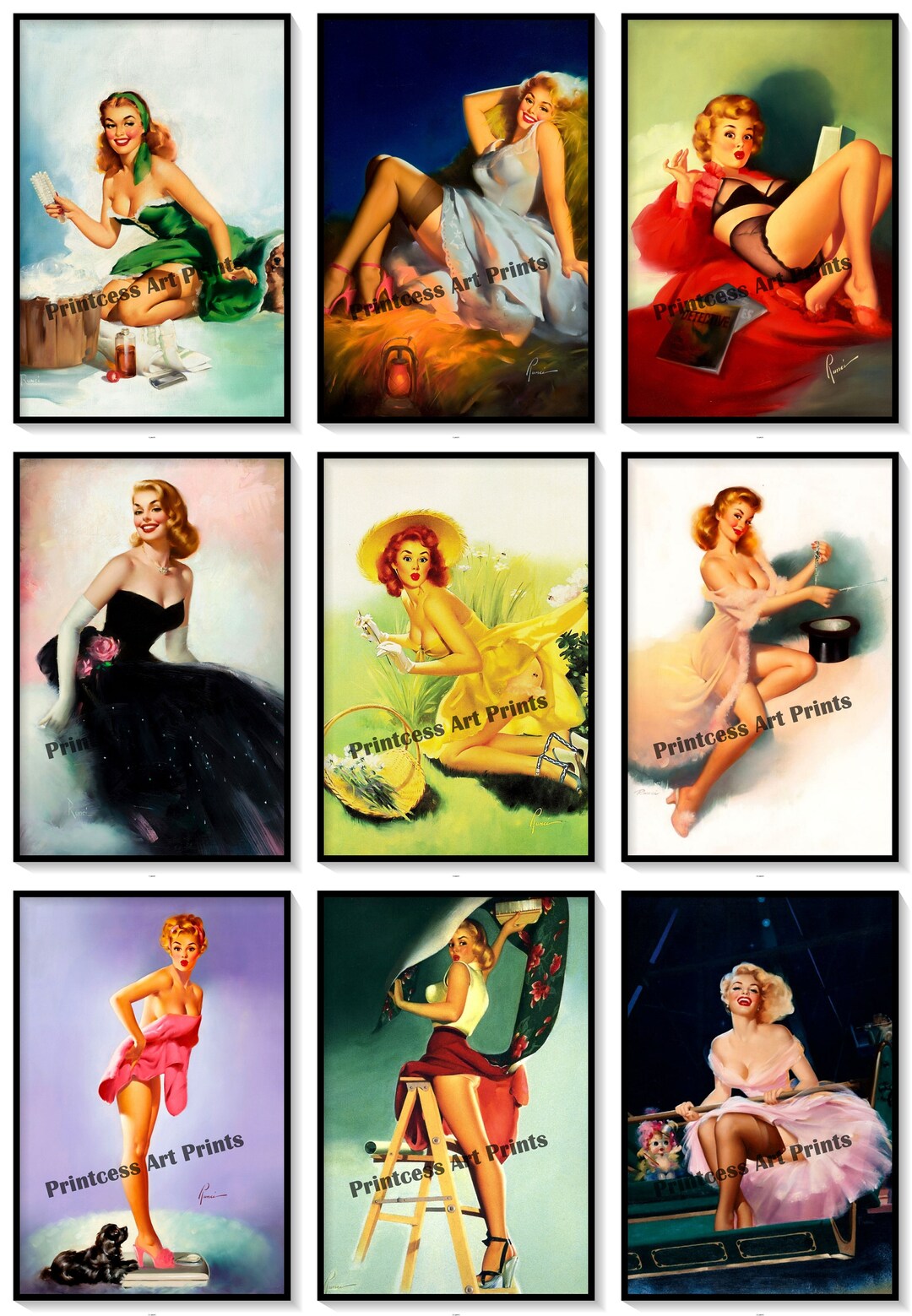 Set of 9 Edward Runci Pin up Girl Nude Art, 40s and 50s Pinup Girls - Etsy