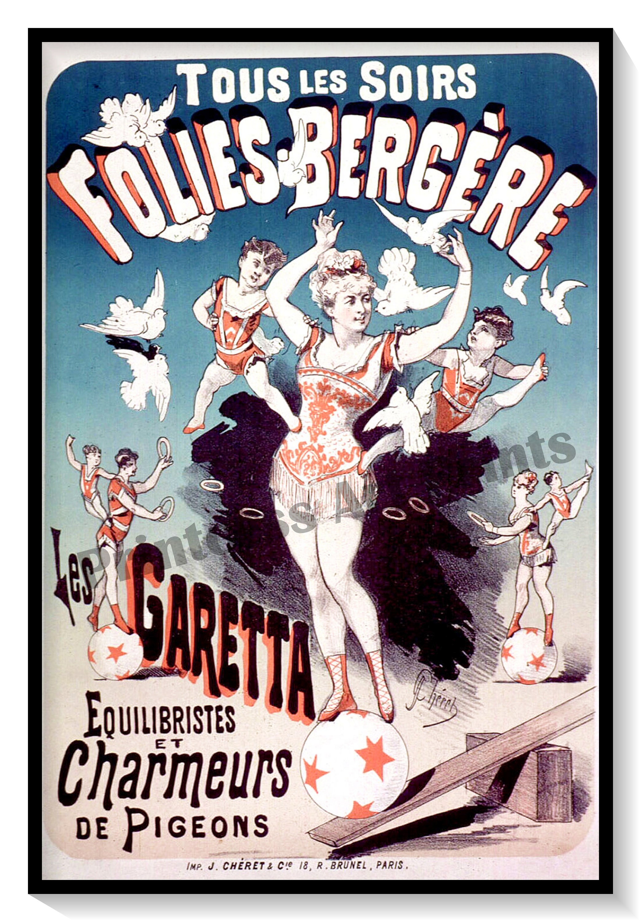 Folies Bergere Dancing Girls Vintage French Poster Ads Conjunto de 4 ...