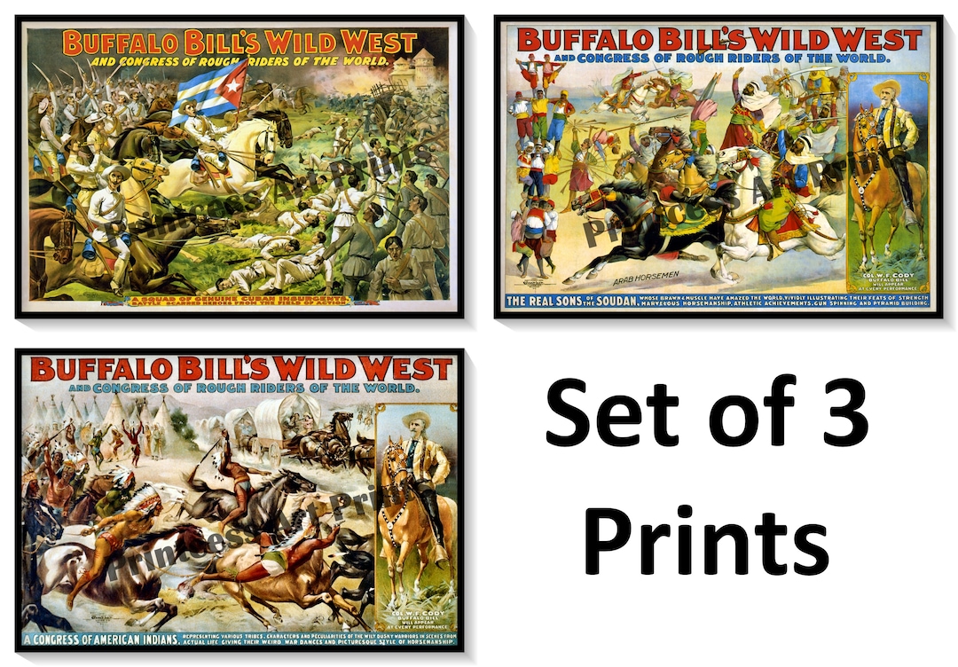 Buffalo Bill's Wild West Show Vintage Circus Posters Set of 3 Prints - Etsy