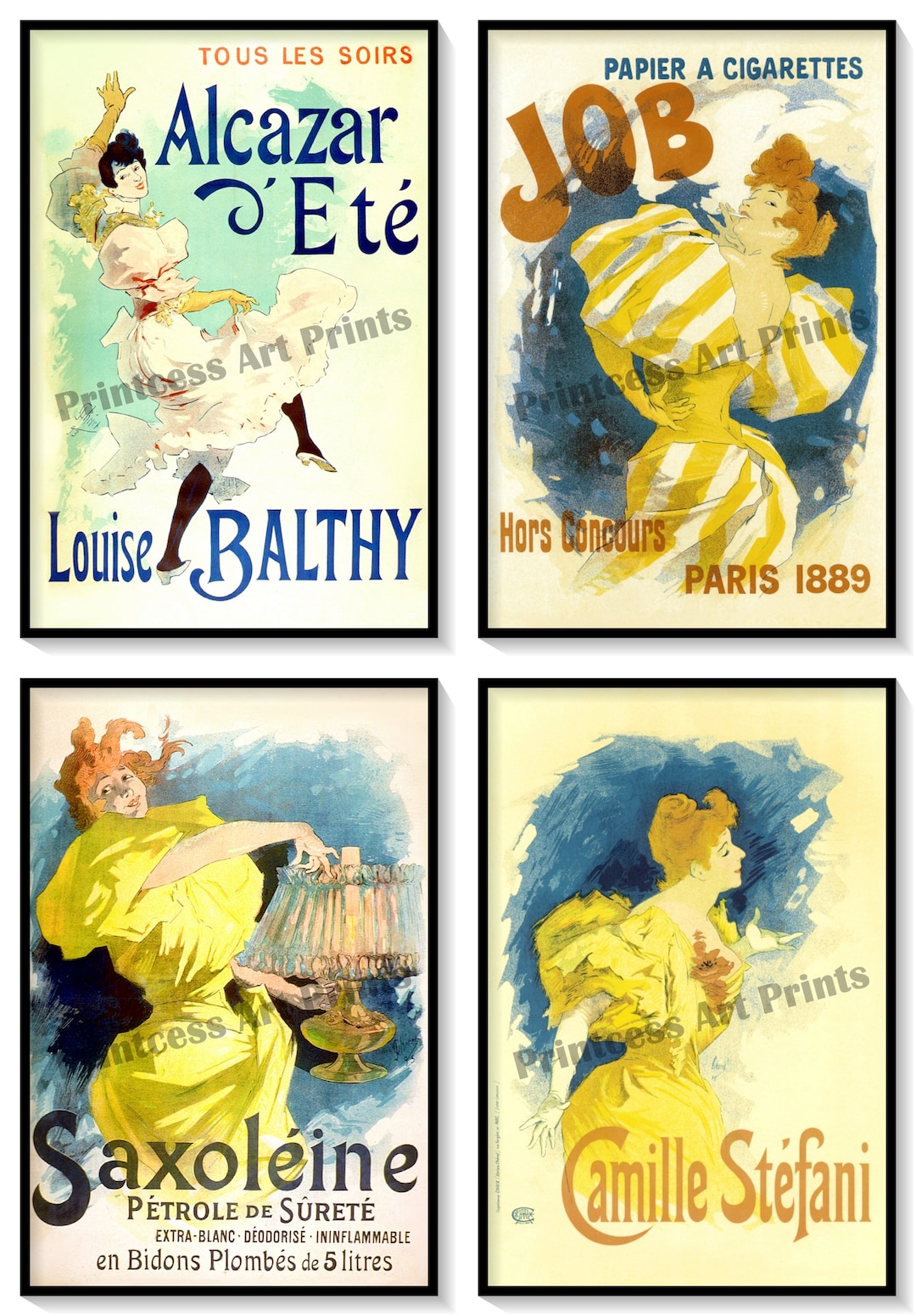 Vintage French Divas, Dancing Girls, Burlesque Dancers, Poster Ads Set ...