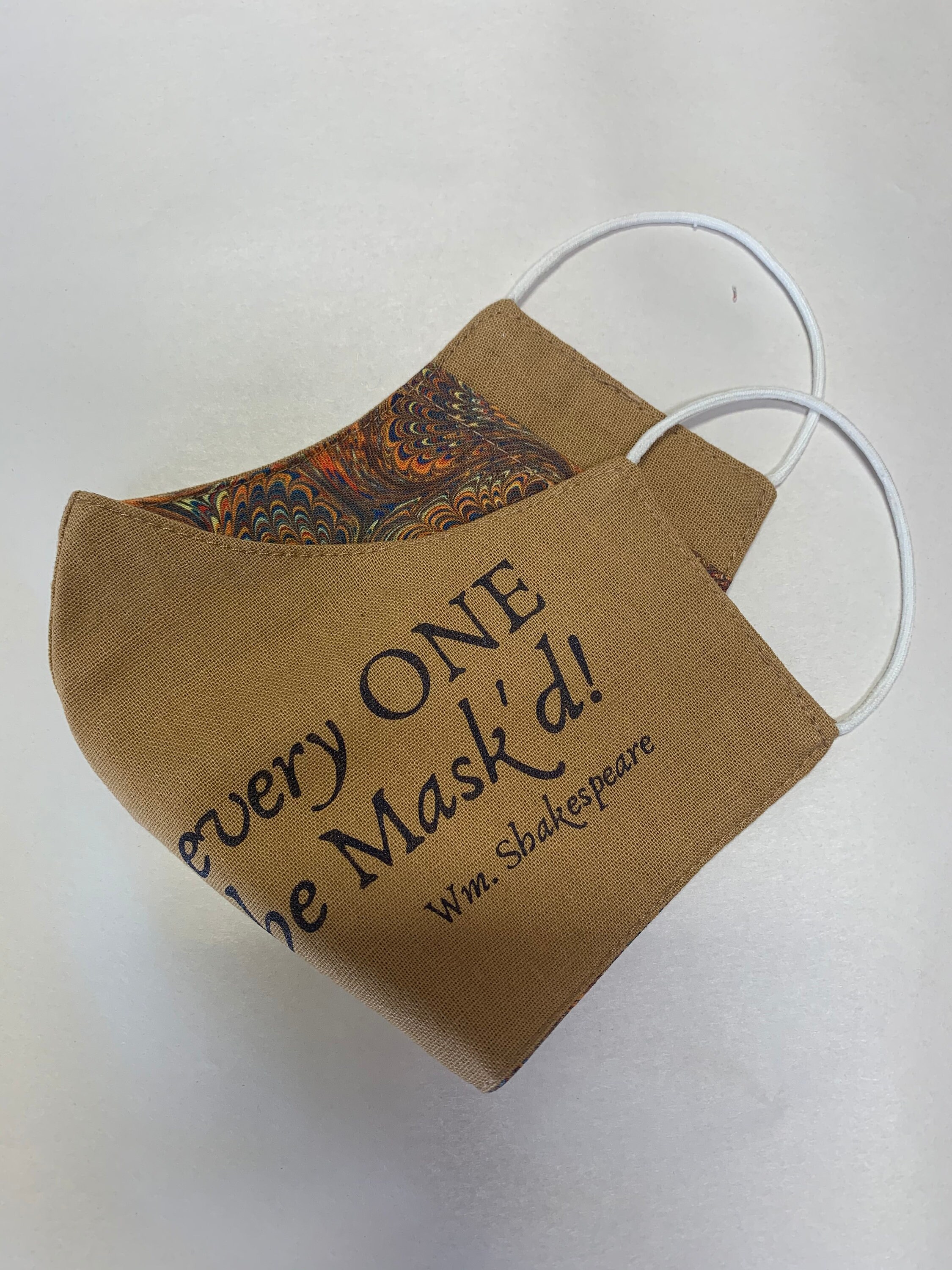 Literary Face Mask - Shakespeare - Quill & Book - Dark Tan - 100% ...
