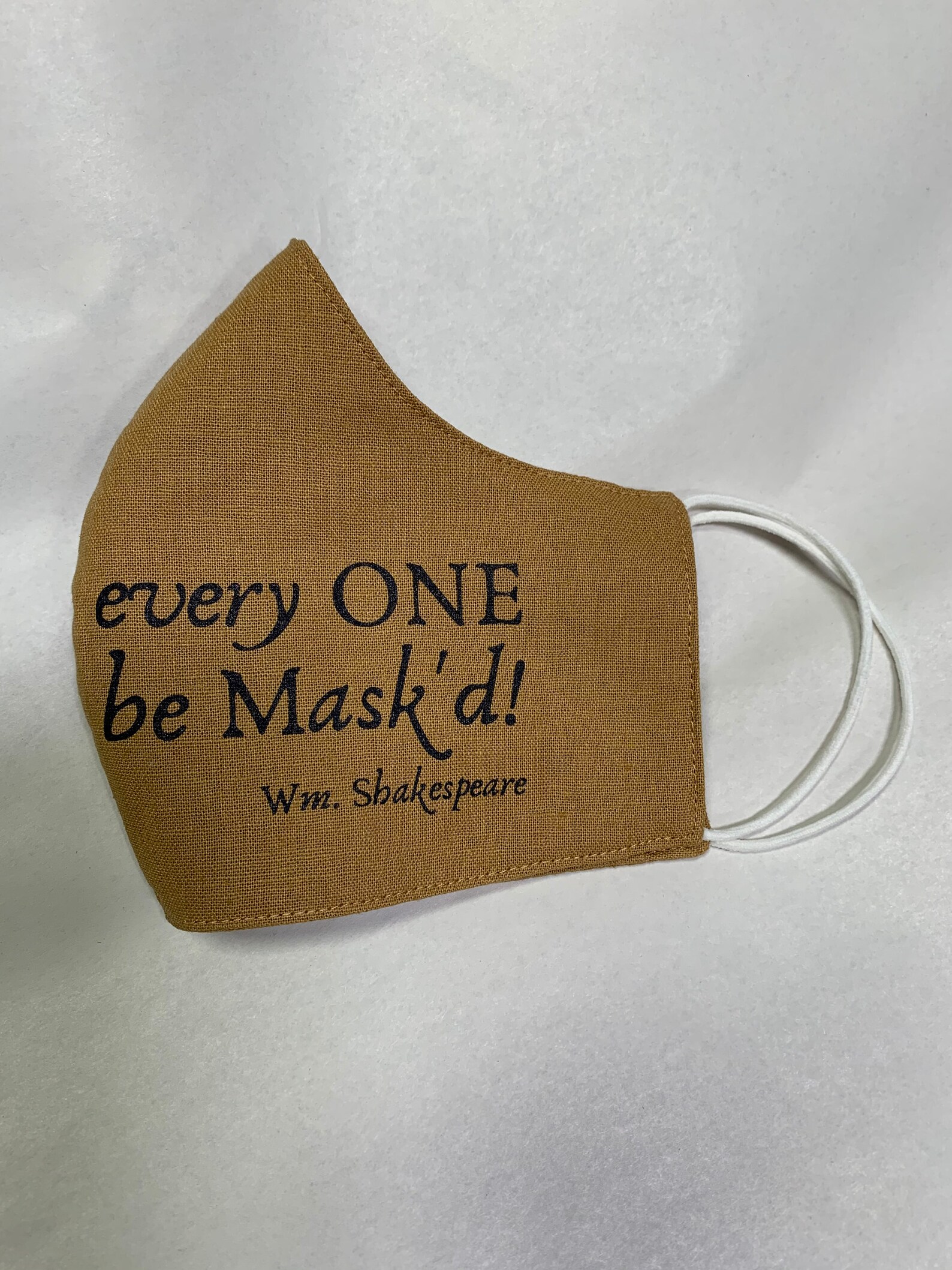 Literary Face Mask - Shakespeare - Quill & Book - Dark Tan - 100% ...