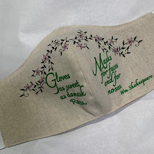 Literary Face Mask Shakespeare Floral 100% Premium - Etsy