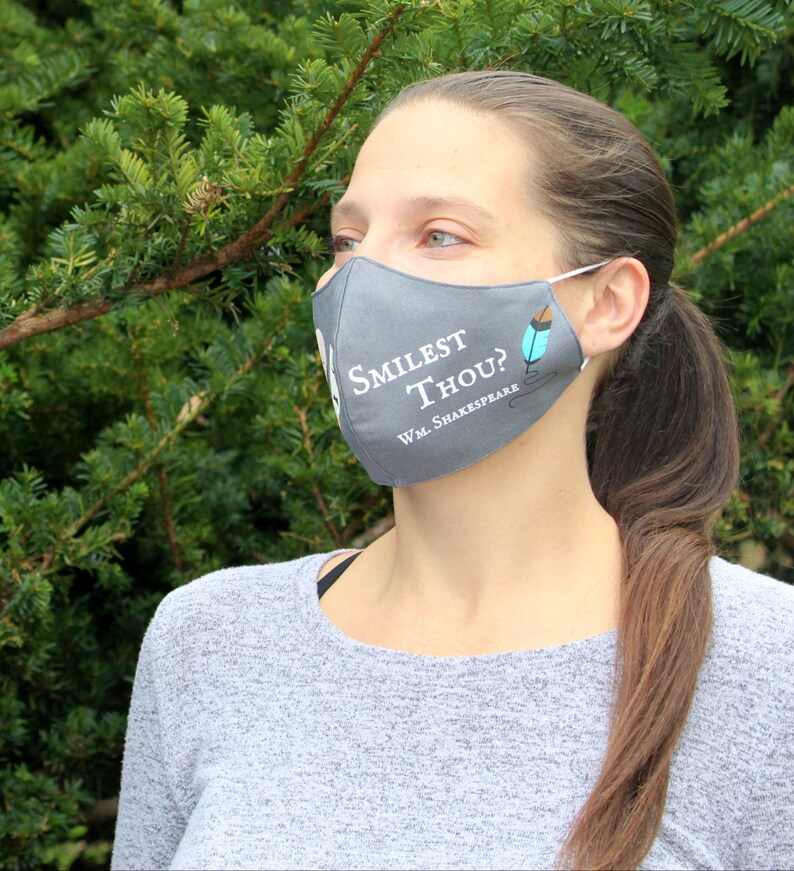 Literary Face Mask Shakespeare Smilest Thou 100% - Etsy UK
