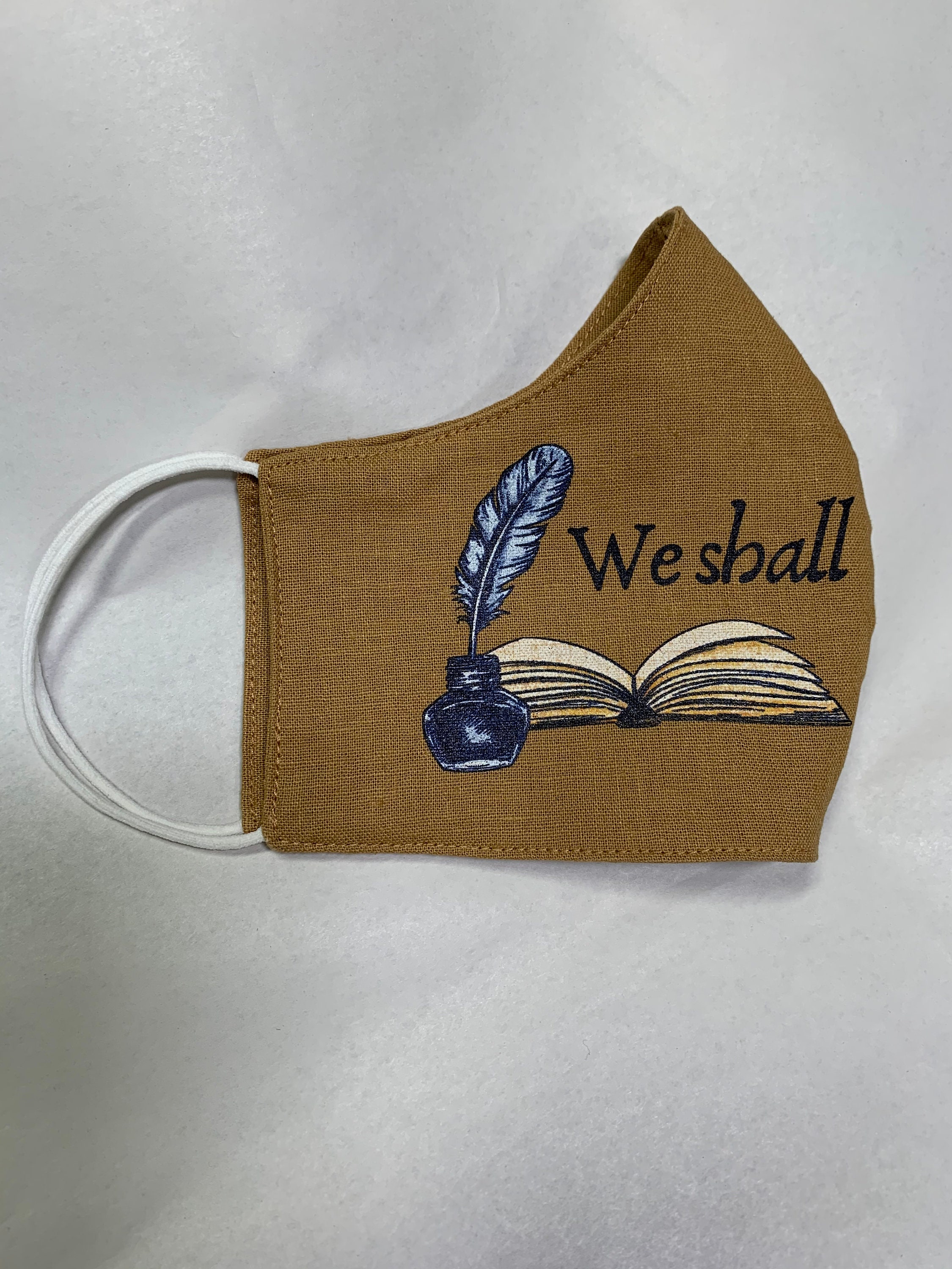 Literary Face Mask - Shakespeare - Quill & Book - Dark Tan - 100% ...
