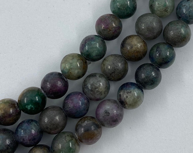 6mm Ruby-apatite Gemstone Beads. Full 15 Strand of Lovely Blue, Green ...