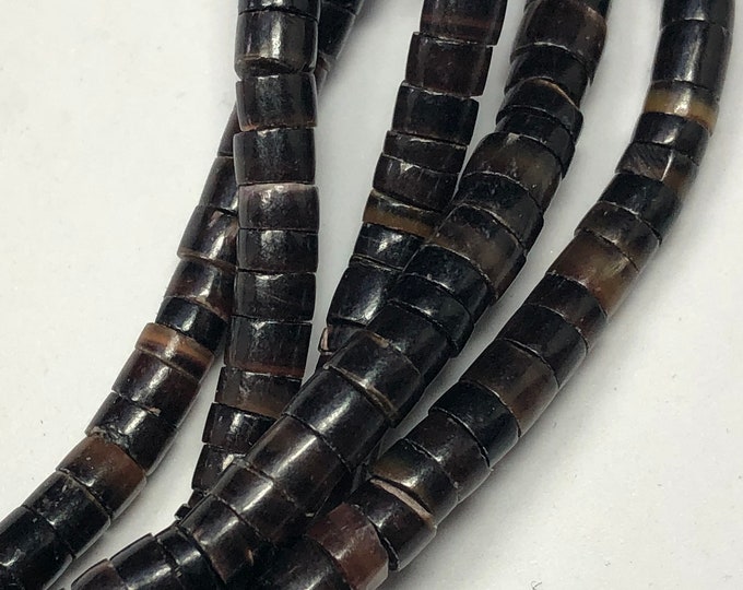 Black Pen Shell Heishi Beads. Long 24" Strands of Heishi Hammer Shell ...