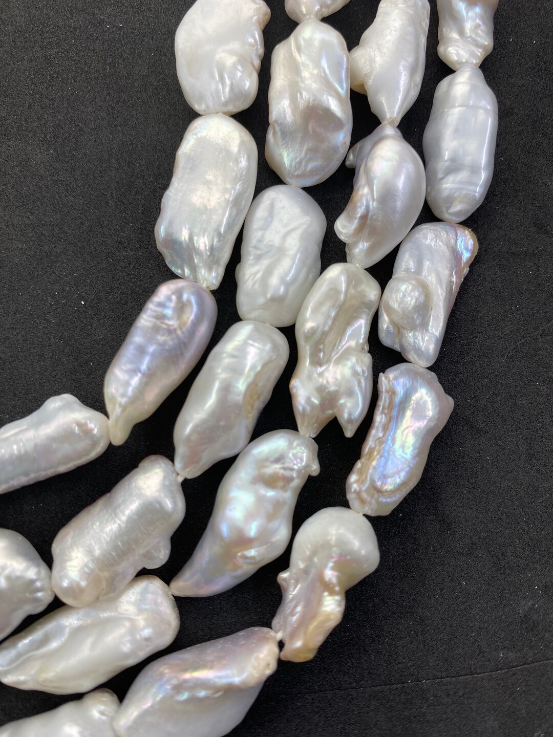 White 20-28mm Thick Stick Freshwater Pearl Beads. 16 Strand of Center ...