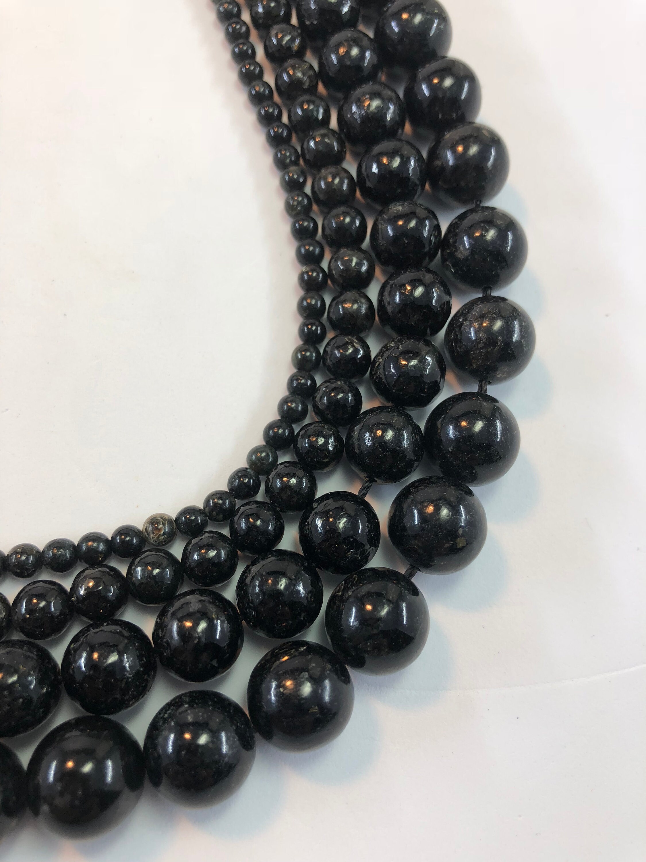 Rare Black and Gold Astrophylite Gemstone Beads. Full 15" Strand of ...