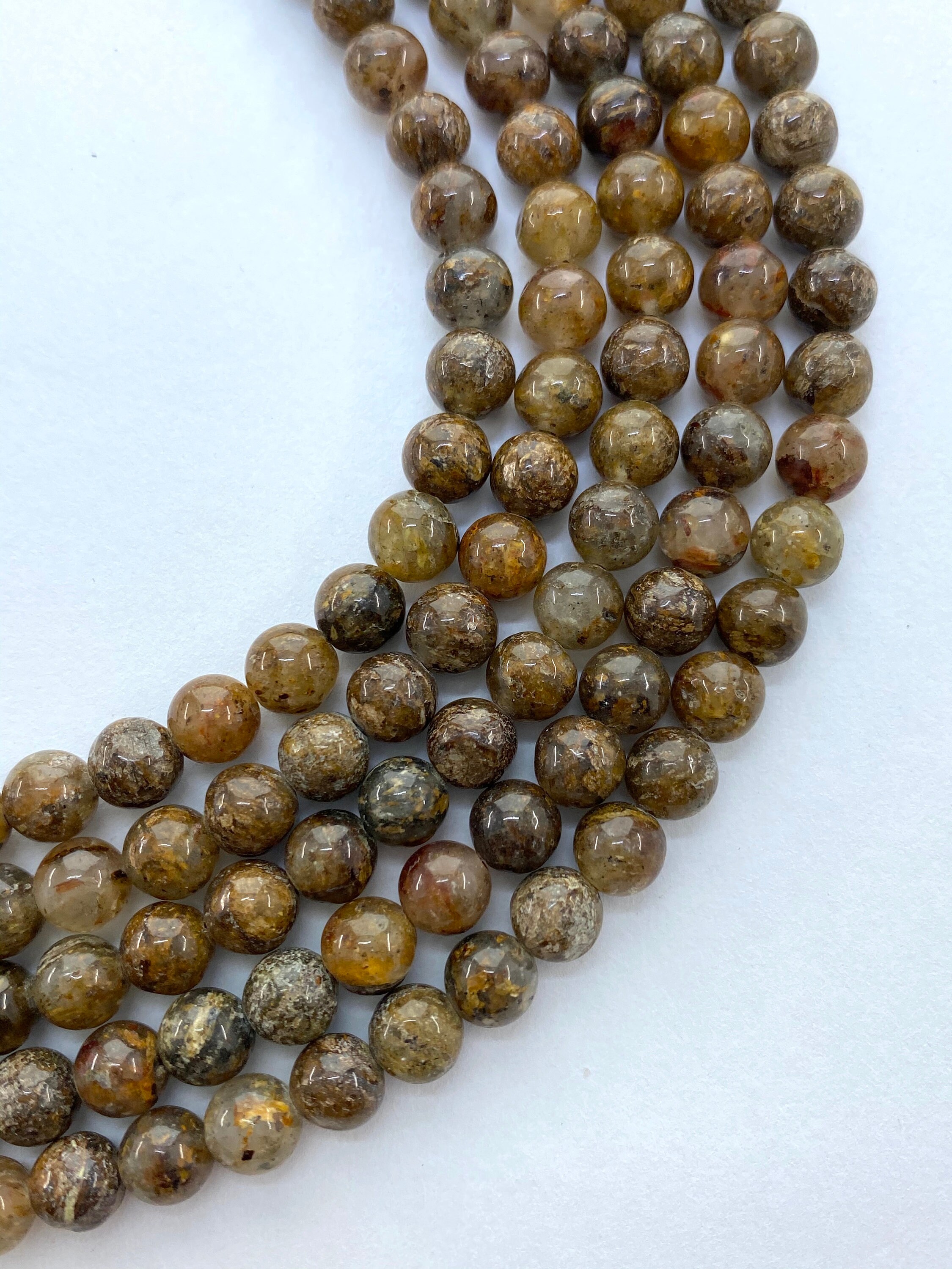 6mm round Golden Leaf Quartz gemstone beads. Full 15 | Etsy