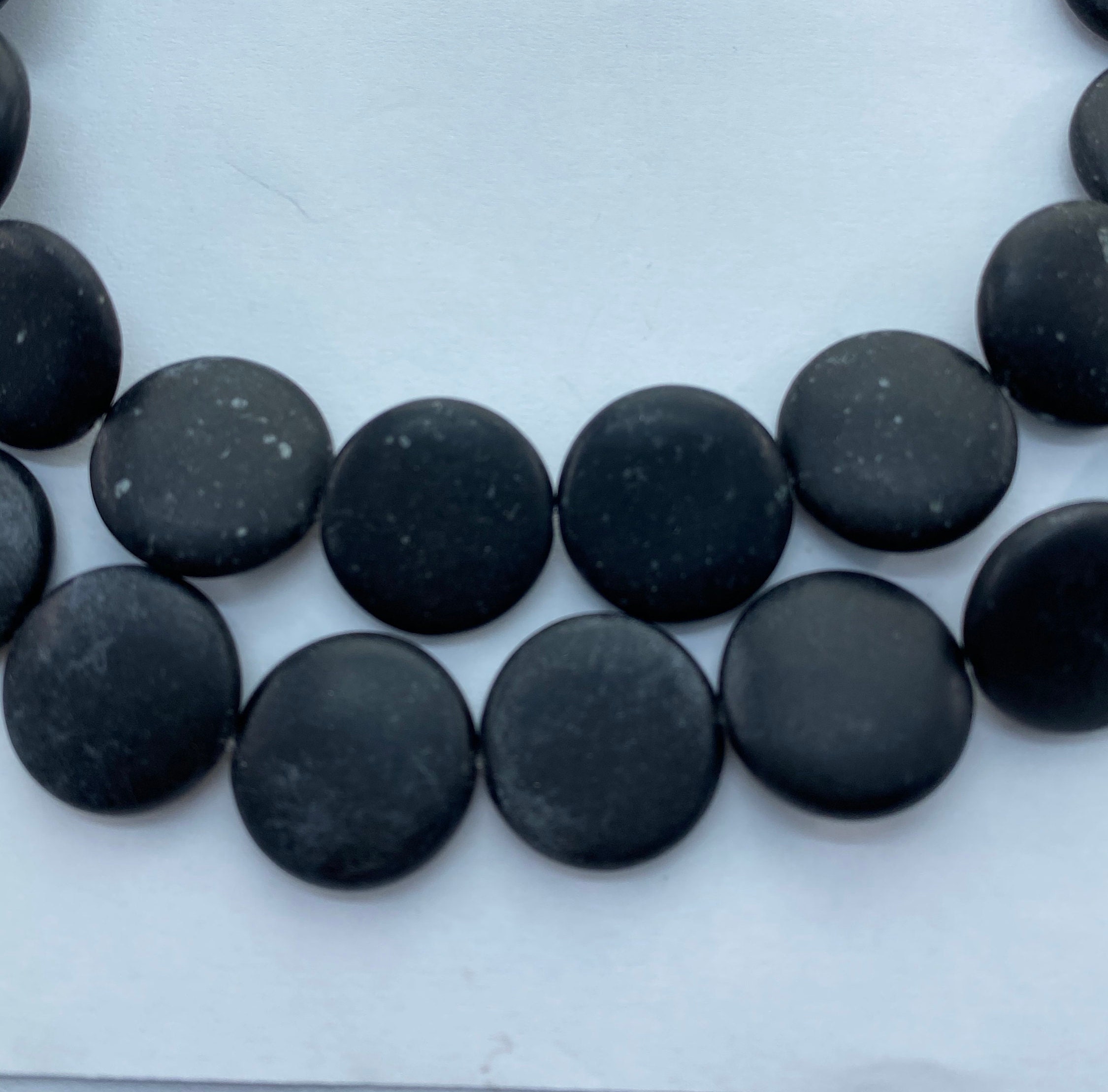 20mm Coin matte Blackstone Gemstone Beads. 15 strand of | Etsy