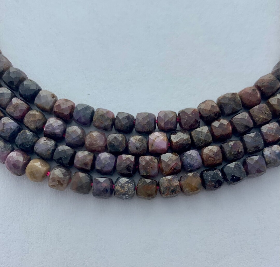 4.5-5mm Mixed Ruby Precision Faceted Cube Gemstone Beads. 15" Strands ...