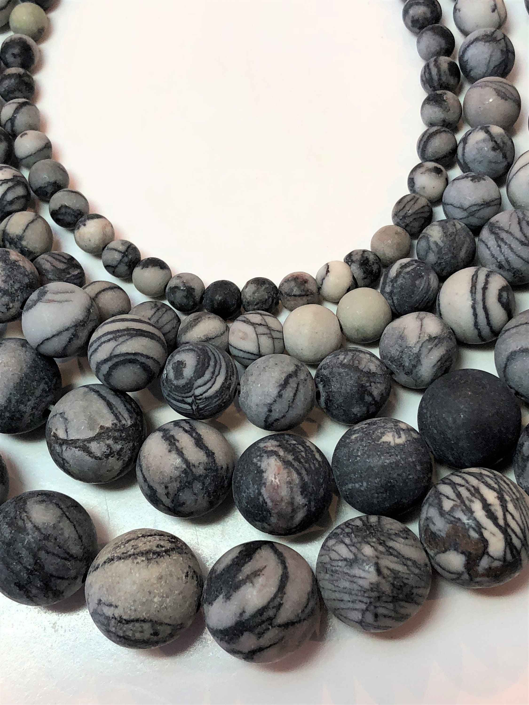 Matte Black Wave Jasper Gemstone Beads. 15 Strand of - Etsy