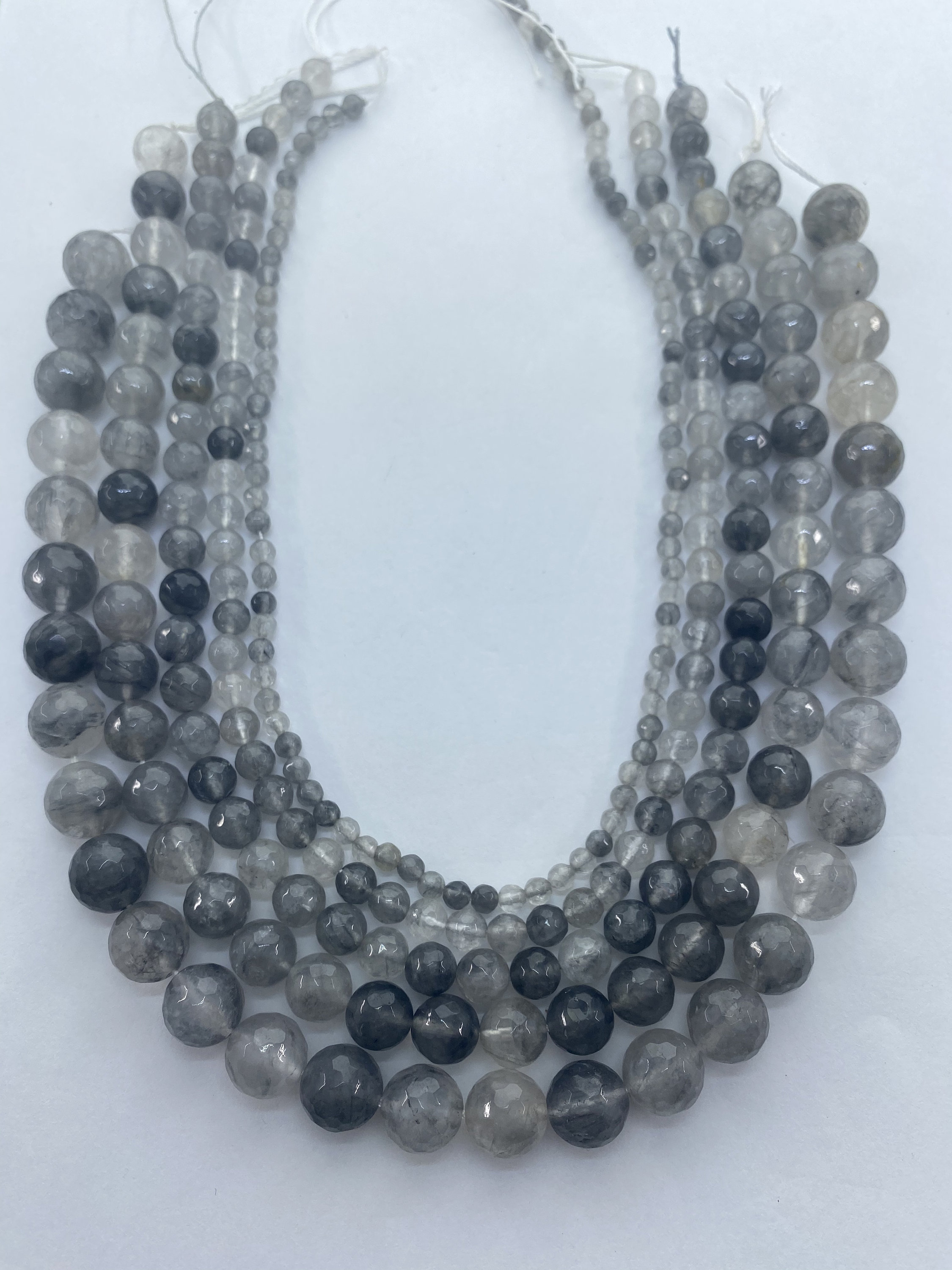 Faceted Round Natural Cloudy Crystal Quartz Gemstone Beads. - Etsy