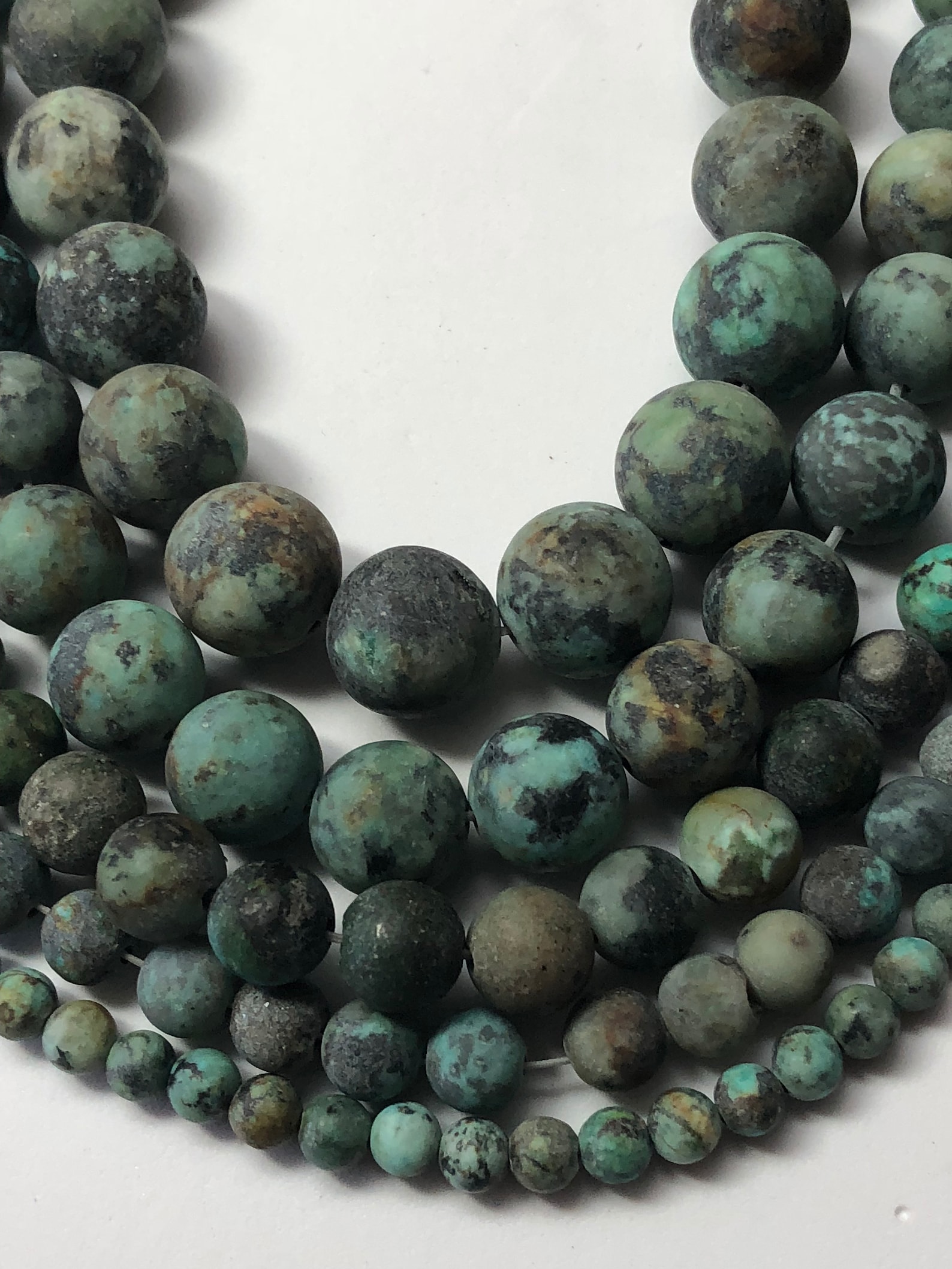 Matte African Turquoise Jasper Gemstone Beads. Full 15" Strand of Round ...