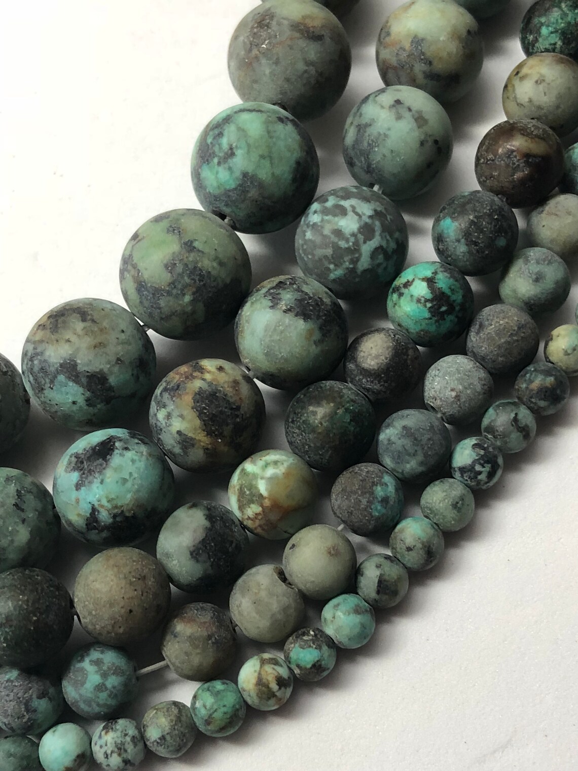 Matte African Turquoise Jasper Gemstone Beads. Full 15" Strand of Round ...