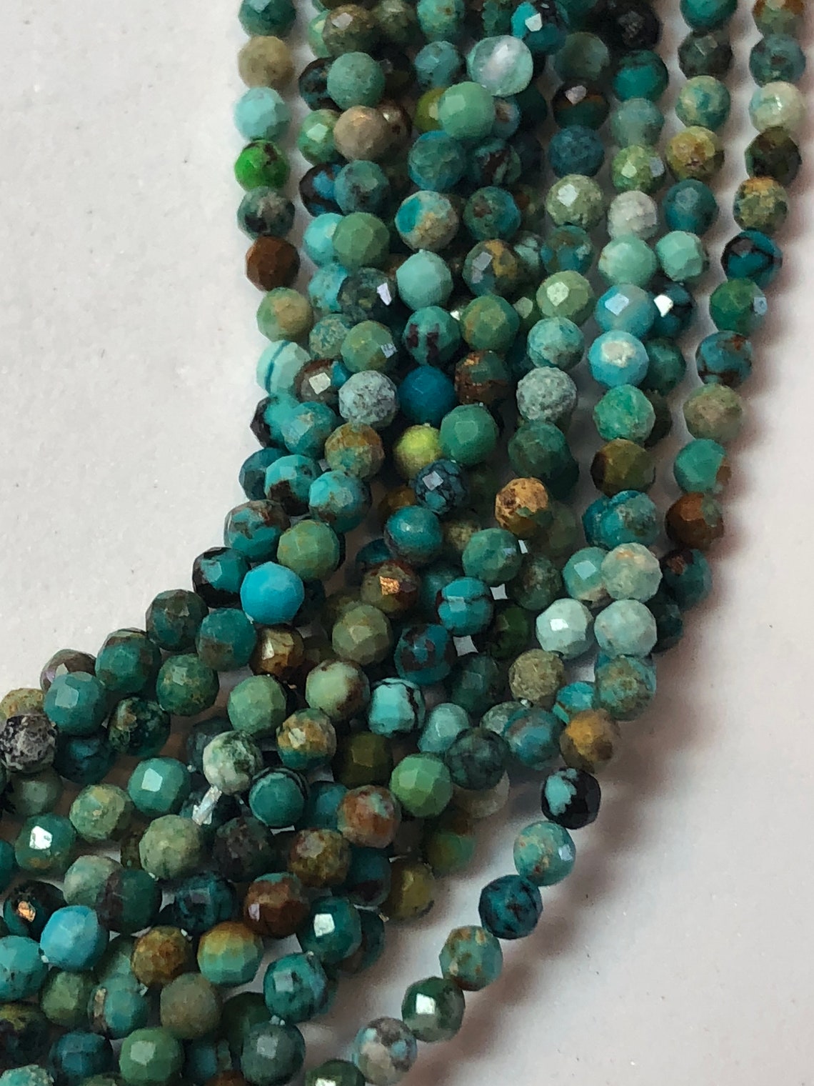 2.5mm Faceted Natural Chinese Turquoise Gemstone Beads. Full 15" Strand ...