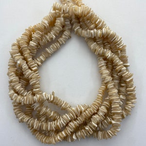 Mother of Pearl Chunky Chip Beads. 16” Strands of 10-12mm Cream MOP ...