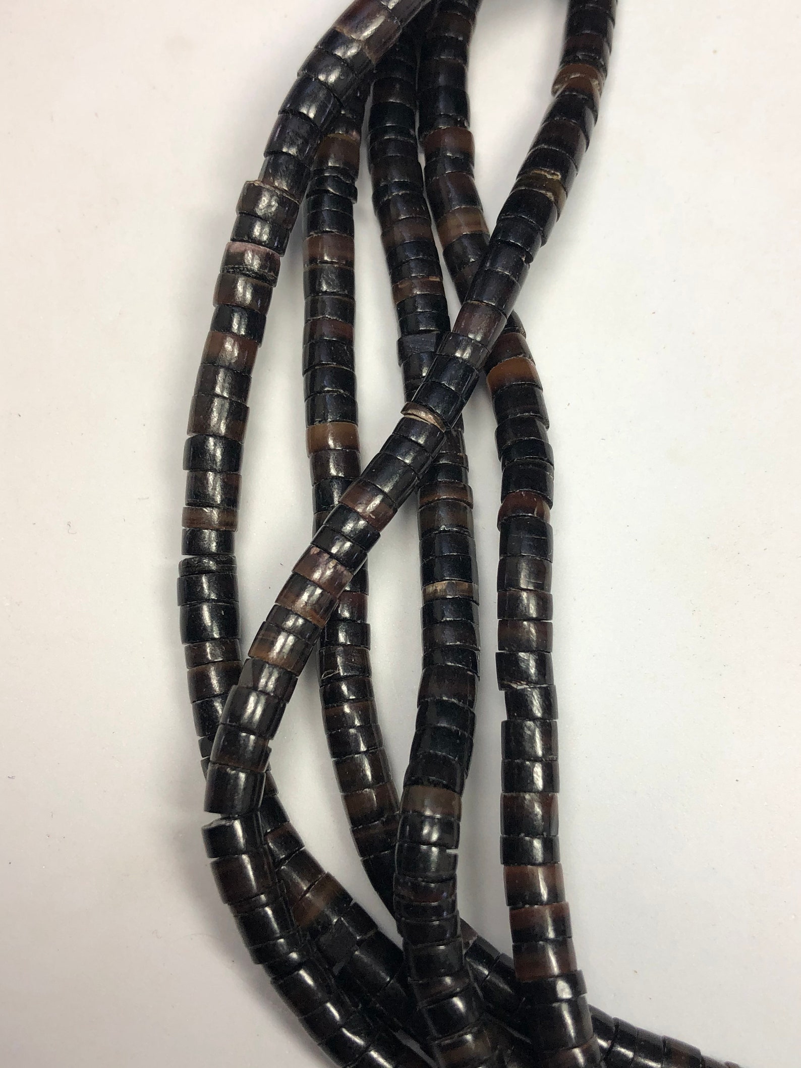 Black Pen Shell Heishi Beads. Long 24" Strands of Heishi Hammer Shell ...