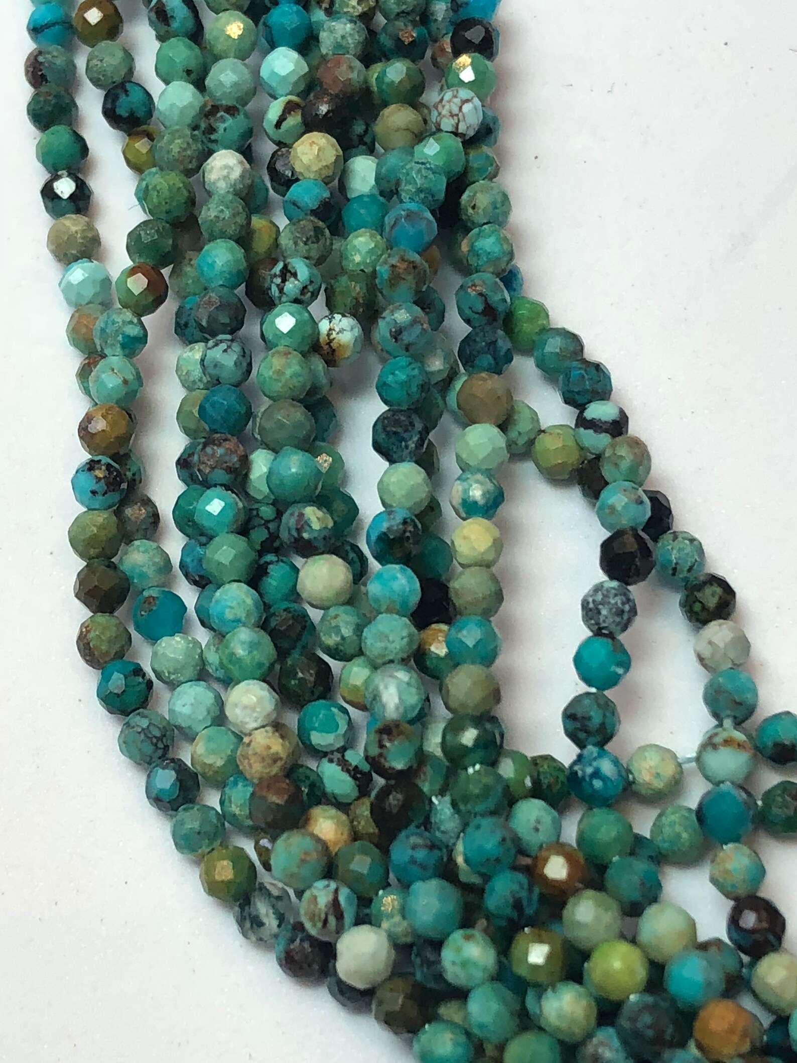 2.5mm Faceted Natural Chinese Turquoise Gemstone Beads. Full | Etsy