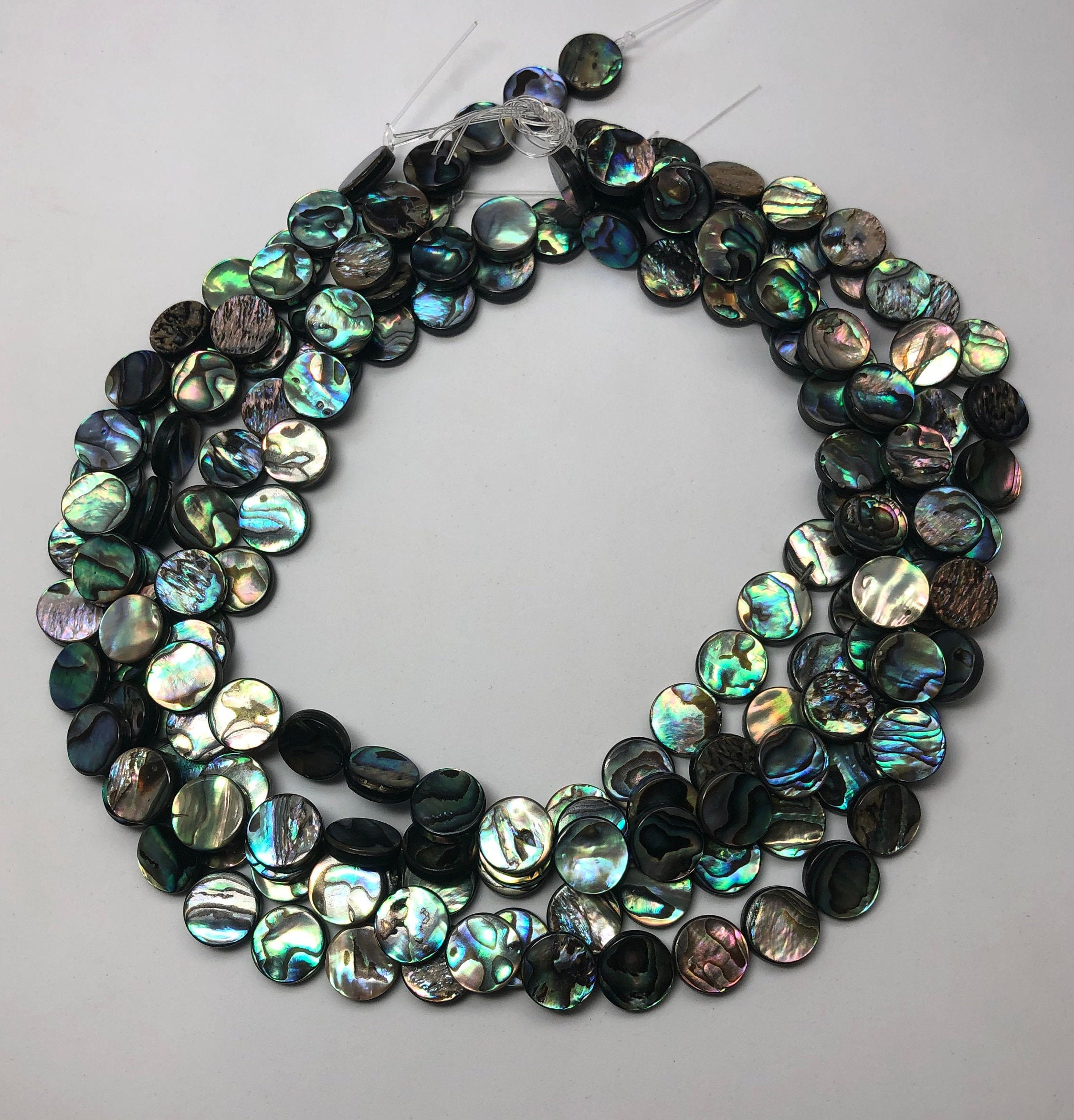 12mm Coin Shaped Abalone Shell Beads. Full 15 Strand of | Etsy