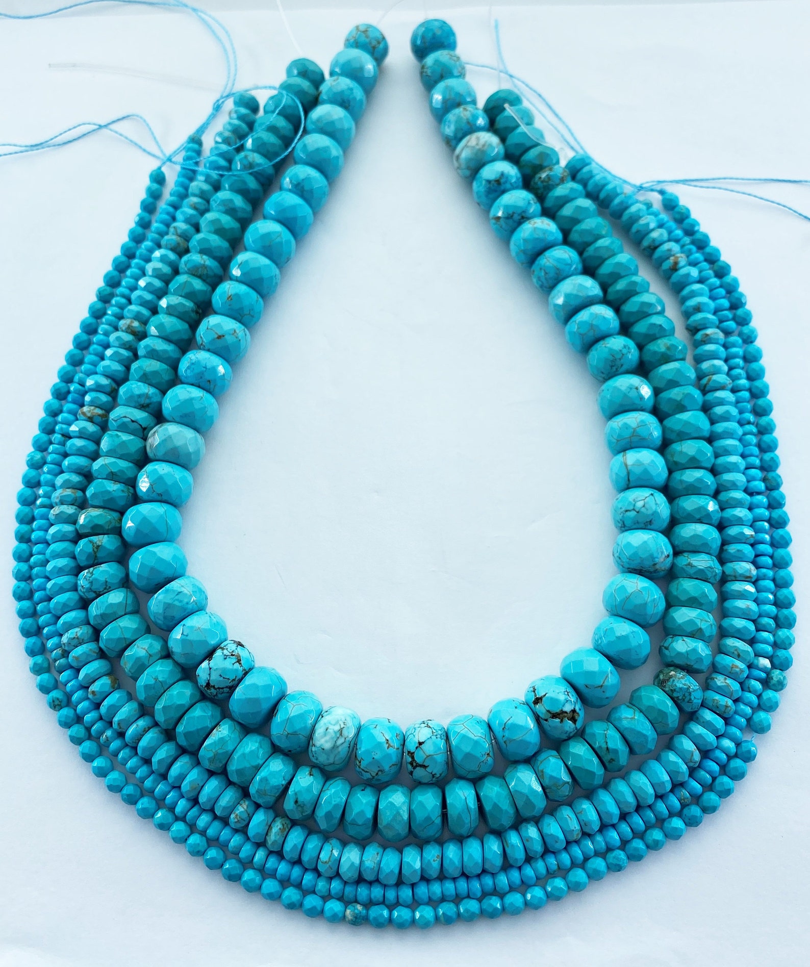 Turquoise Dyed Magnesite Gemstone Beads. 15" Strand of Faceted ...