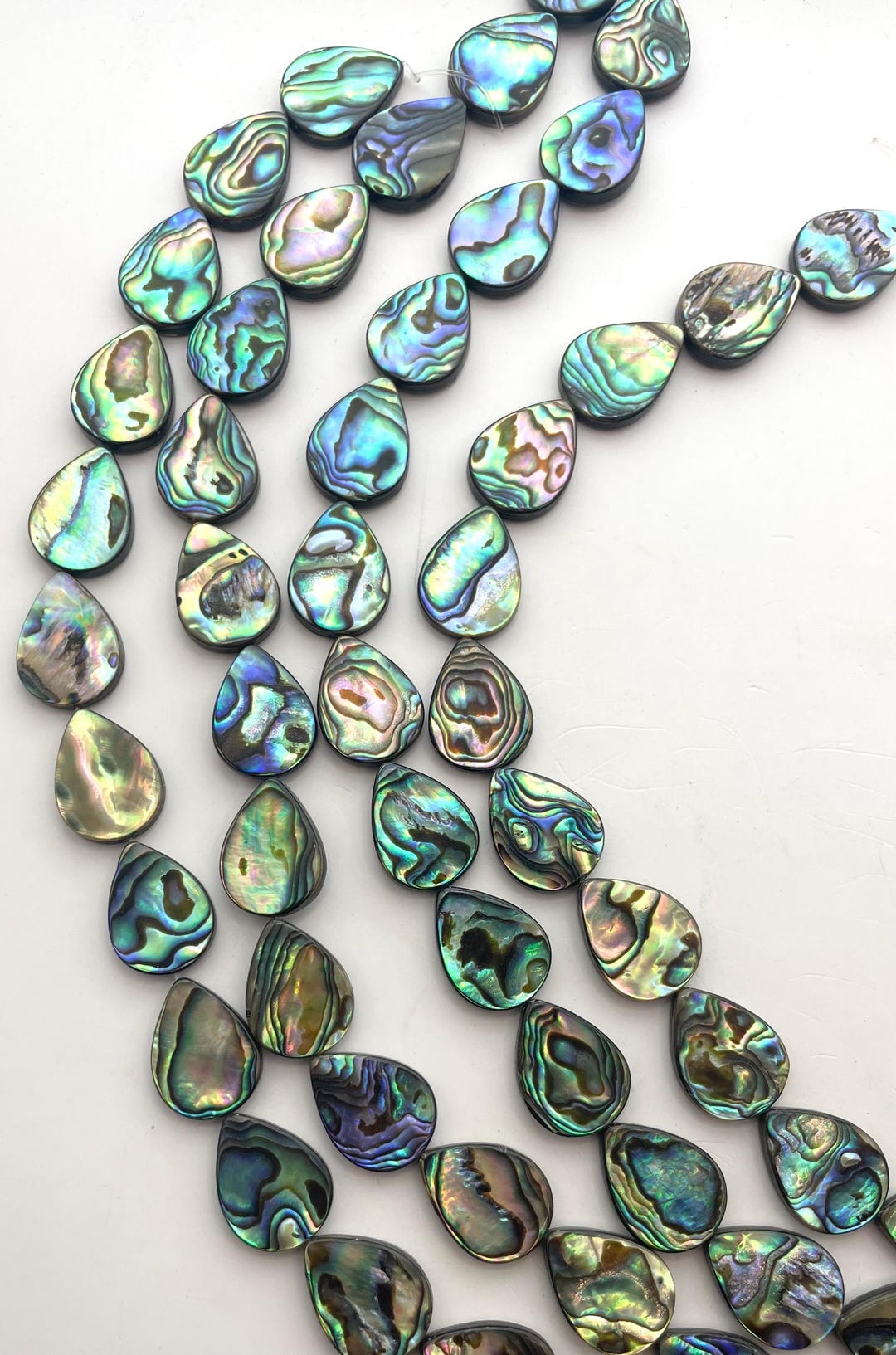 13x18mm Teardrop Shaped Abalone Shell Beads. Full 15" Strand of High ...