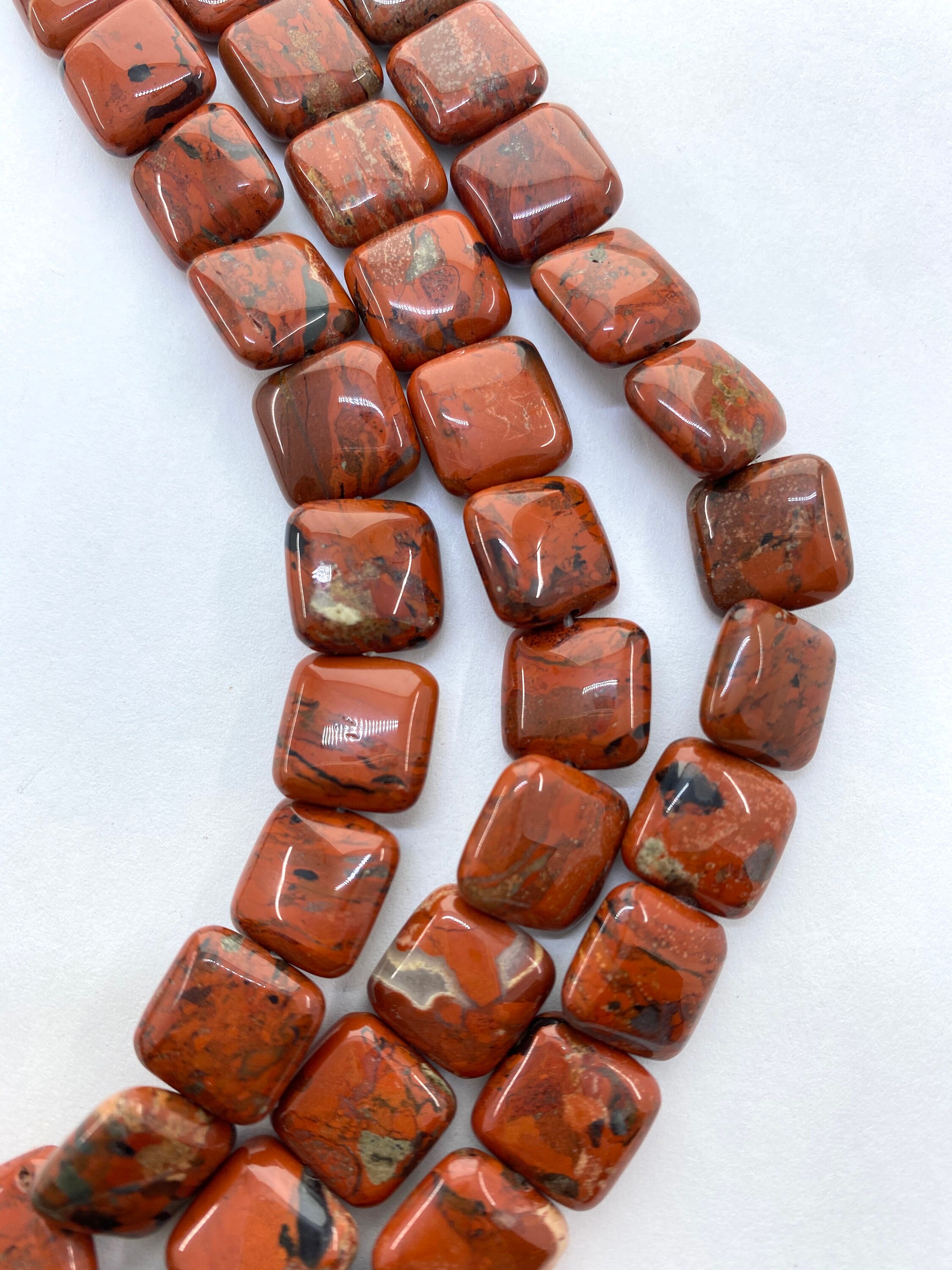 12mm Flat Square African Red Jasper Gemstone Beads. Hebra de - Etsy España