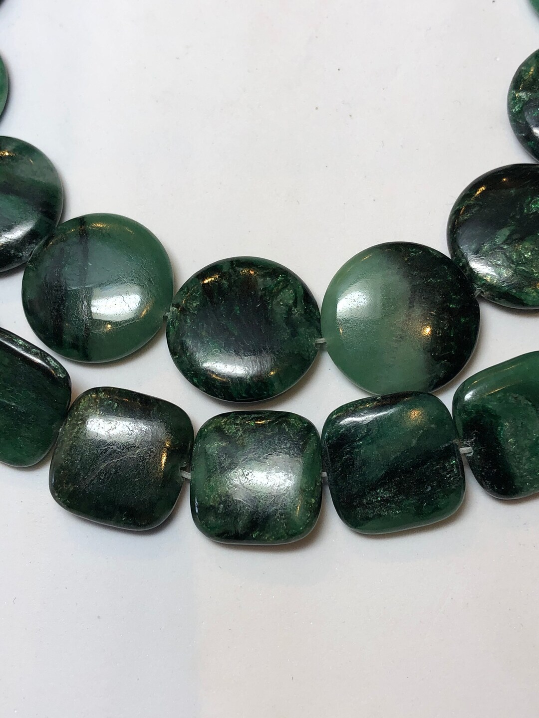 North Burma Green Mawsitsit Jade-albite Gemstone Beads. Full 15" Strand ...