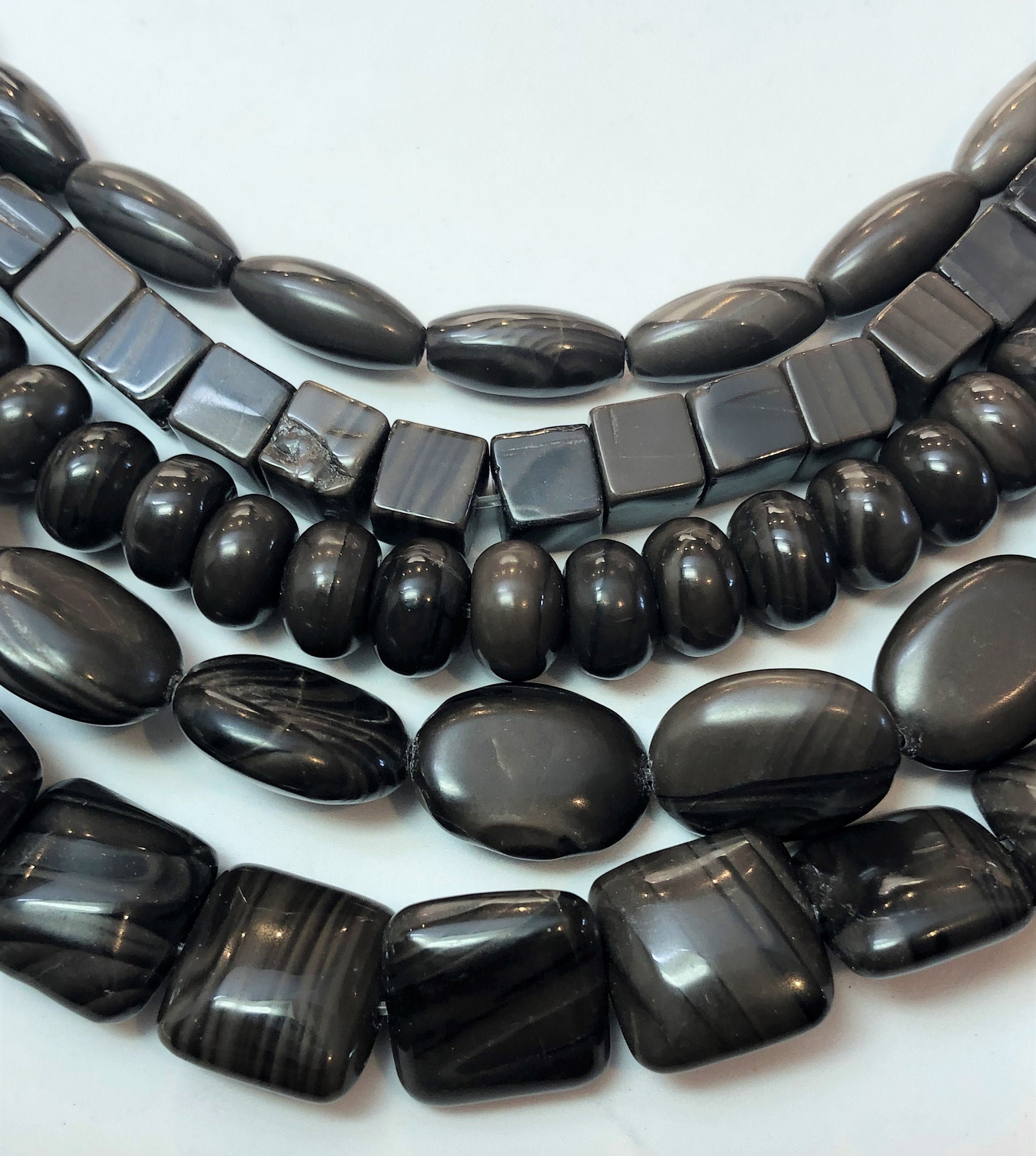 Antique Black Jasper Gemstone Beads. Full 15 Strand of | Etsy