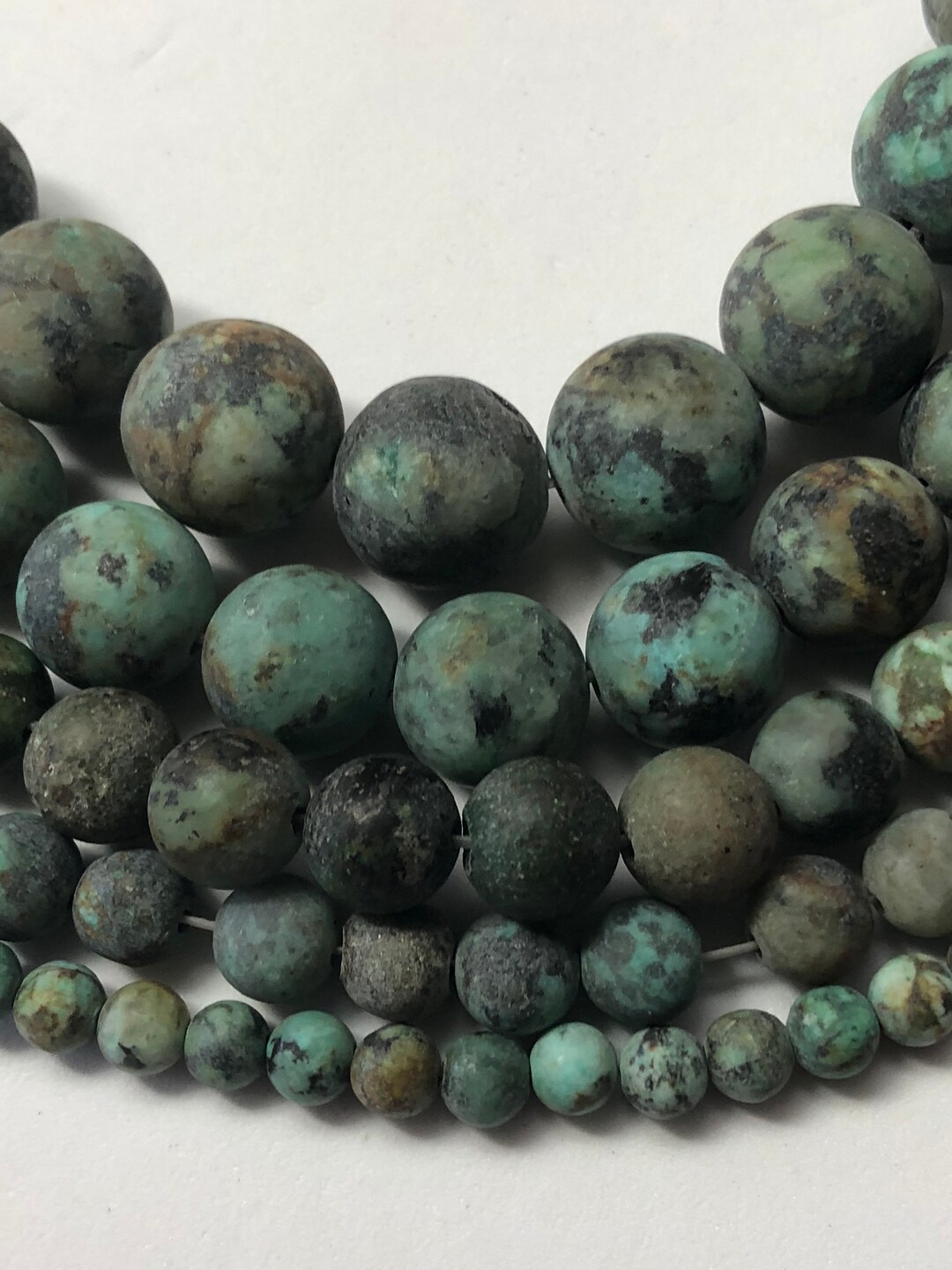 Matte African Turquoise Jasper Gemstone Beads. Full 15" Strand of Round ...