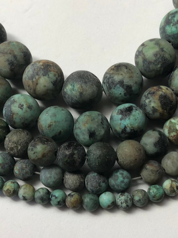 Matte African Turquoise Jasper Gemstone Beads. Full 15 | Etsy