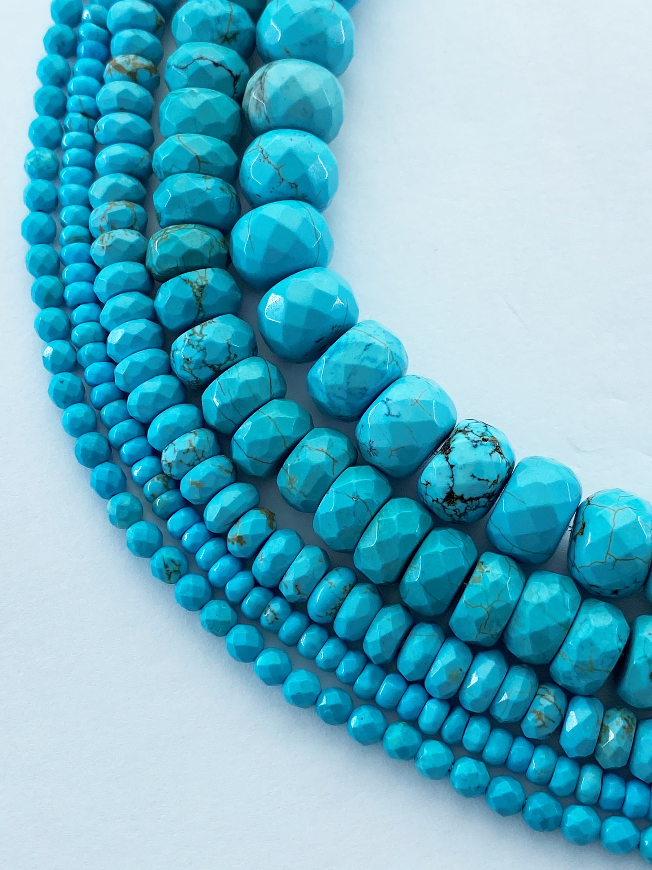 Turquoise Dyed Magnesite Gemstone Beads. 15" Strand of Faceted ...