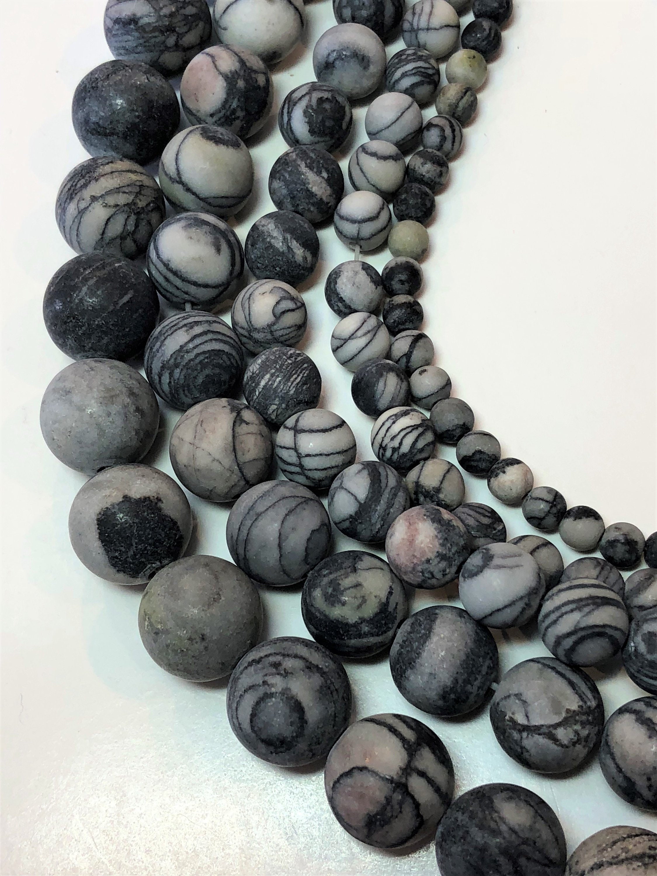 Matte Black Wave Jasper Gemstone Beads. 15 Strand of - Etsy