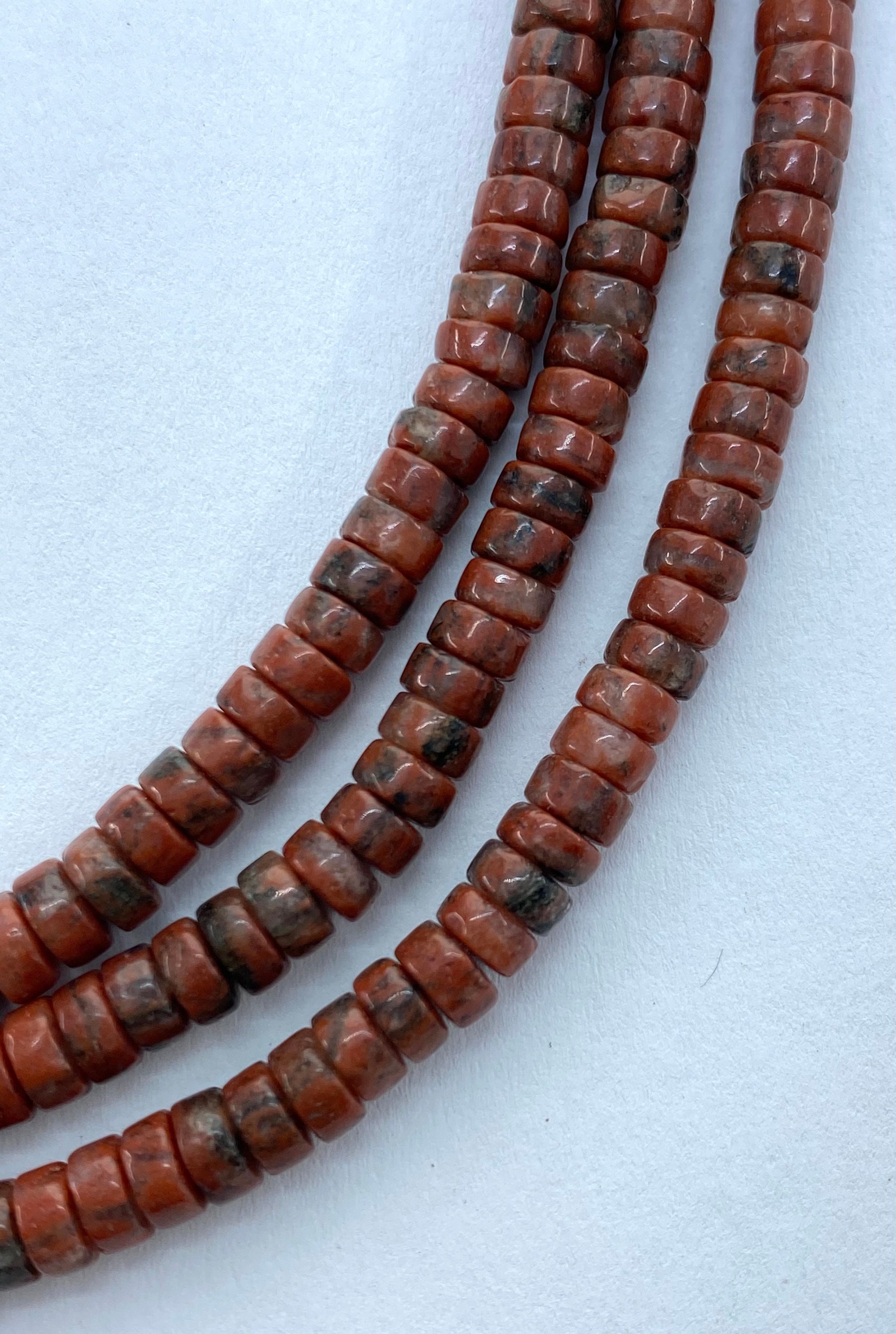 African Red Jasper Heishi Gemstone Beads. 15” Strand of Deep Red Heishi ...