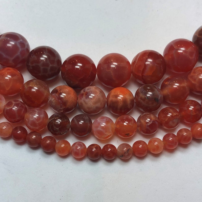 Red and Orange Fire Agate/snake Skin Agate Beads. Full 15 Inch - Etsy