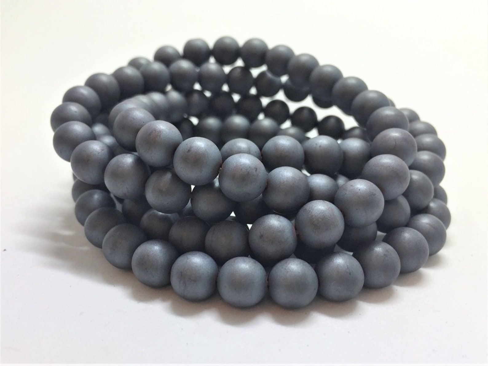 Matte Hematite Gemstone Beads. 8mm Round Beads on 16 Inch | Etsy