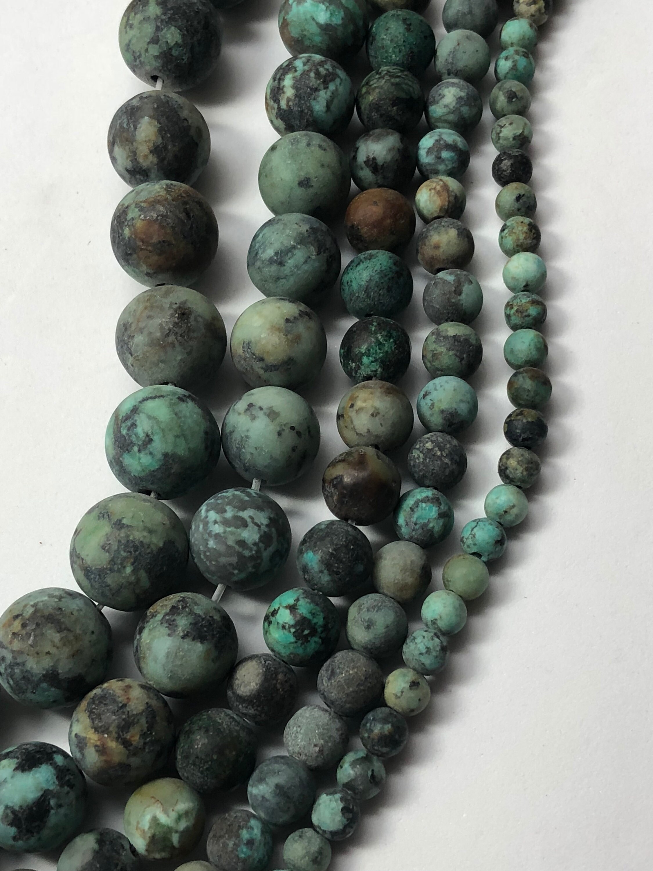 Matte African Turquoise Jasper Gemstone Beads. Full 15" Strand of Round ...