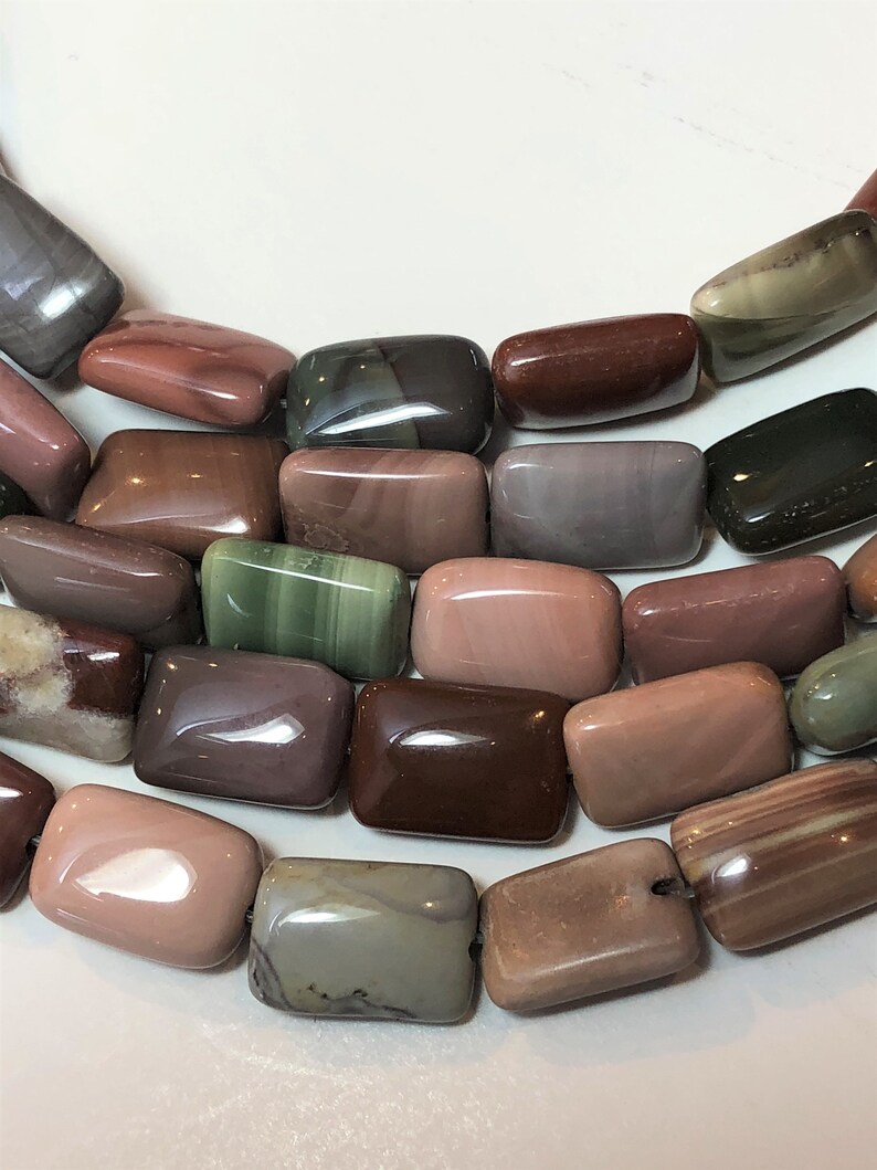 8x12mm Pillow Shaped Imperial Jasper Gemstone Beads. Full | Etsy