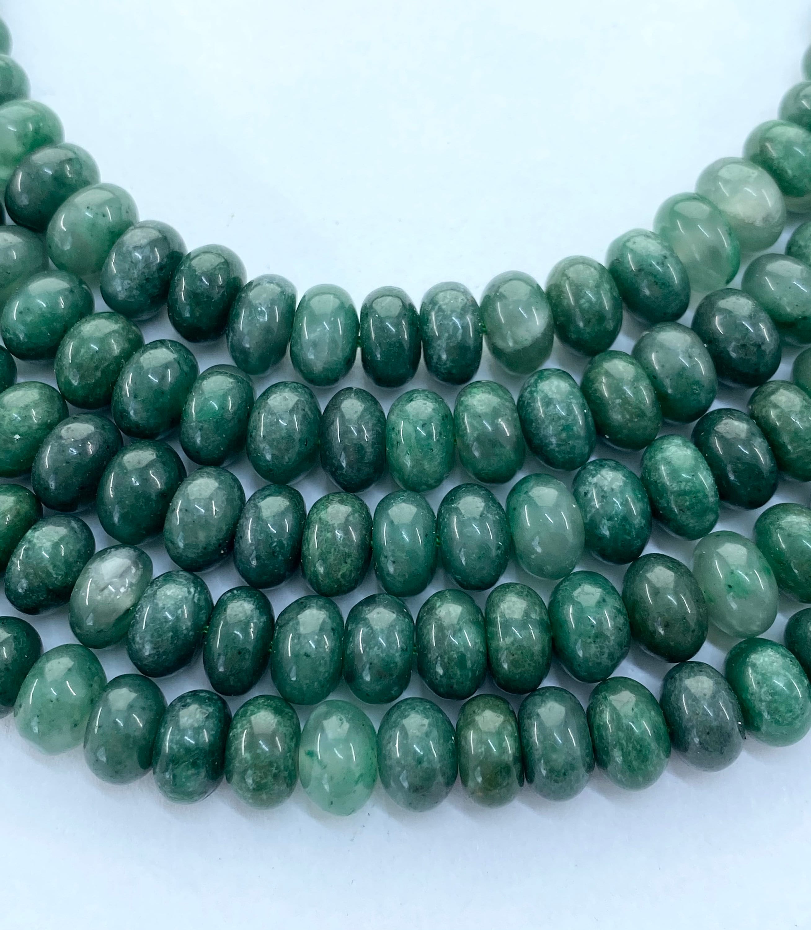 8mm Rondelle African Jade Gemstone Beads. 15” Strand of Green Rondelle ...